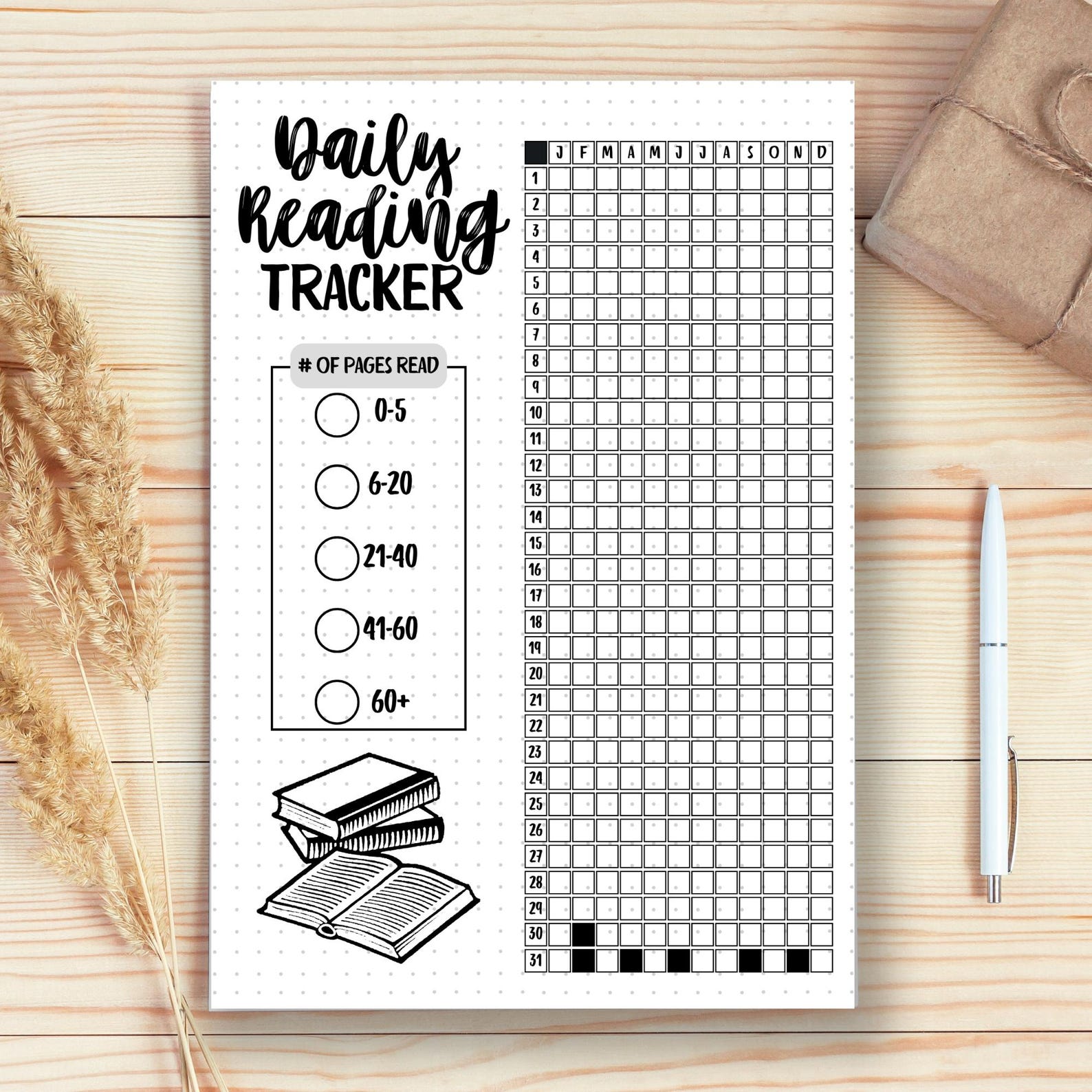 Daily Reading Tracker - A5 Journal Page - Printable Tracker - Reading ...