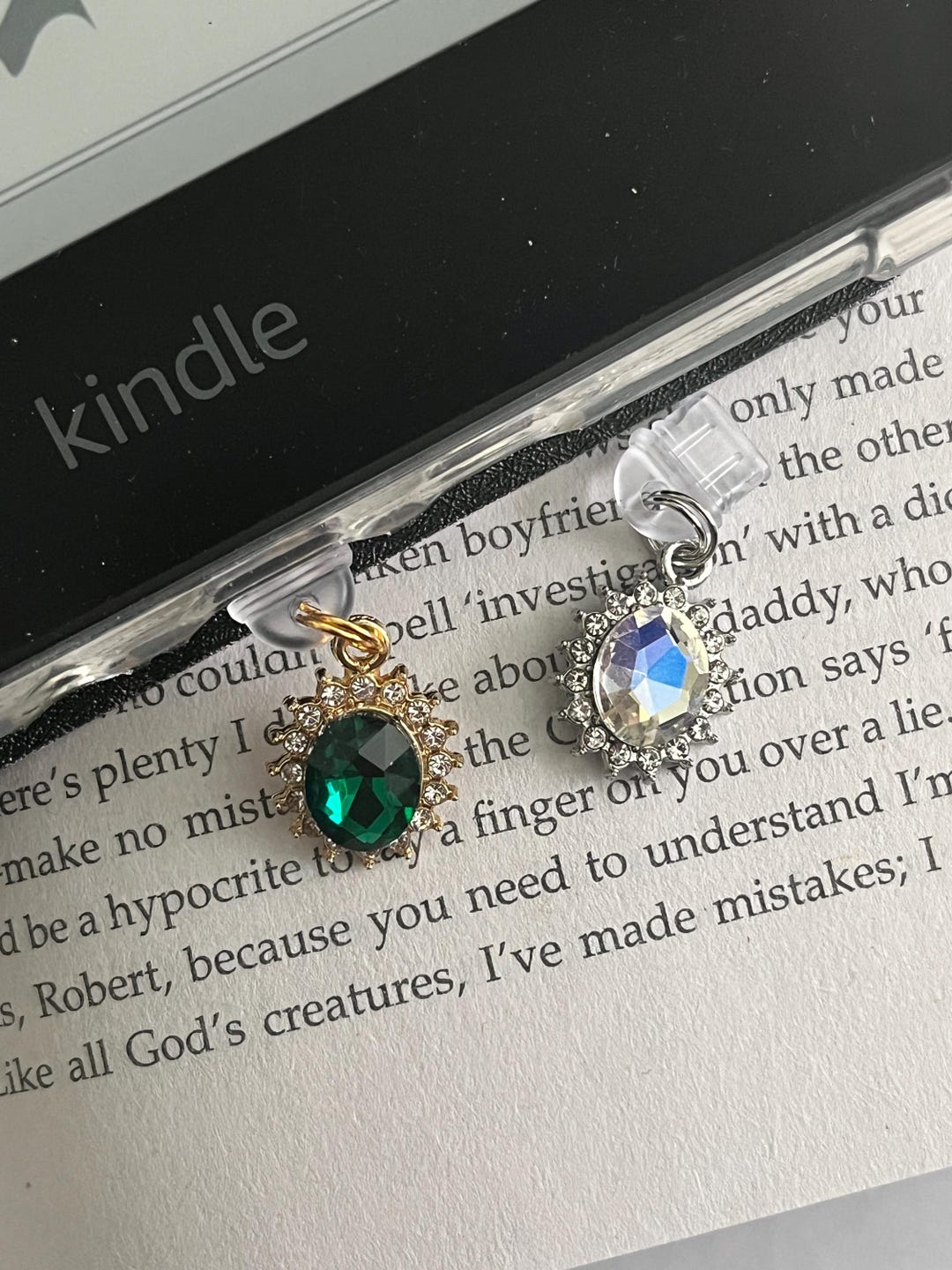 Bejeweled Charm, USB-C Dust Plug, Kindle Decor, E-reader Charm, Bookish ...