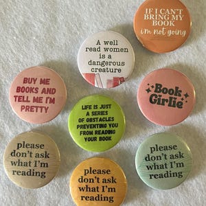 Bookish Button Pins | 1” Button Pins | Book Pin | Sassy Bookworm, Ghost ...