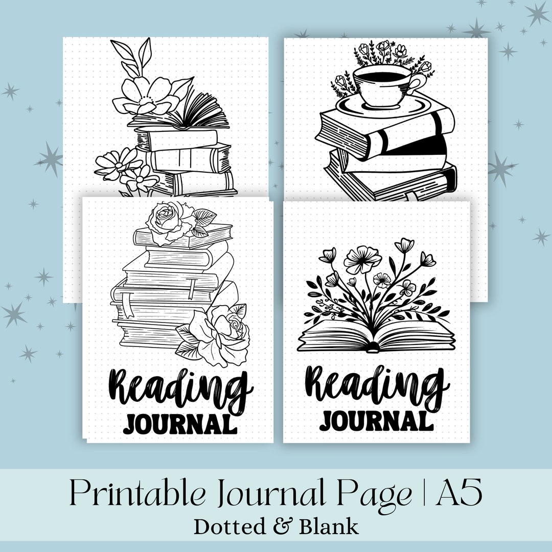 Book Reading Journal Cover Pages - A5 Journal Page - Printable Tracker ...