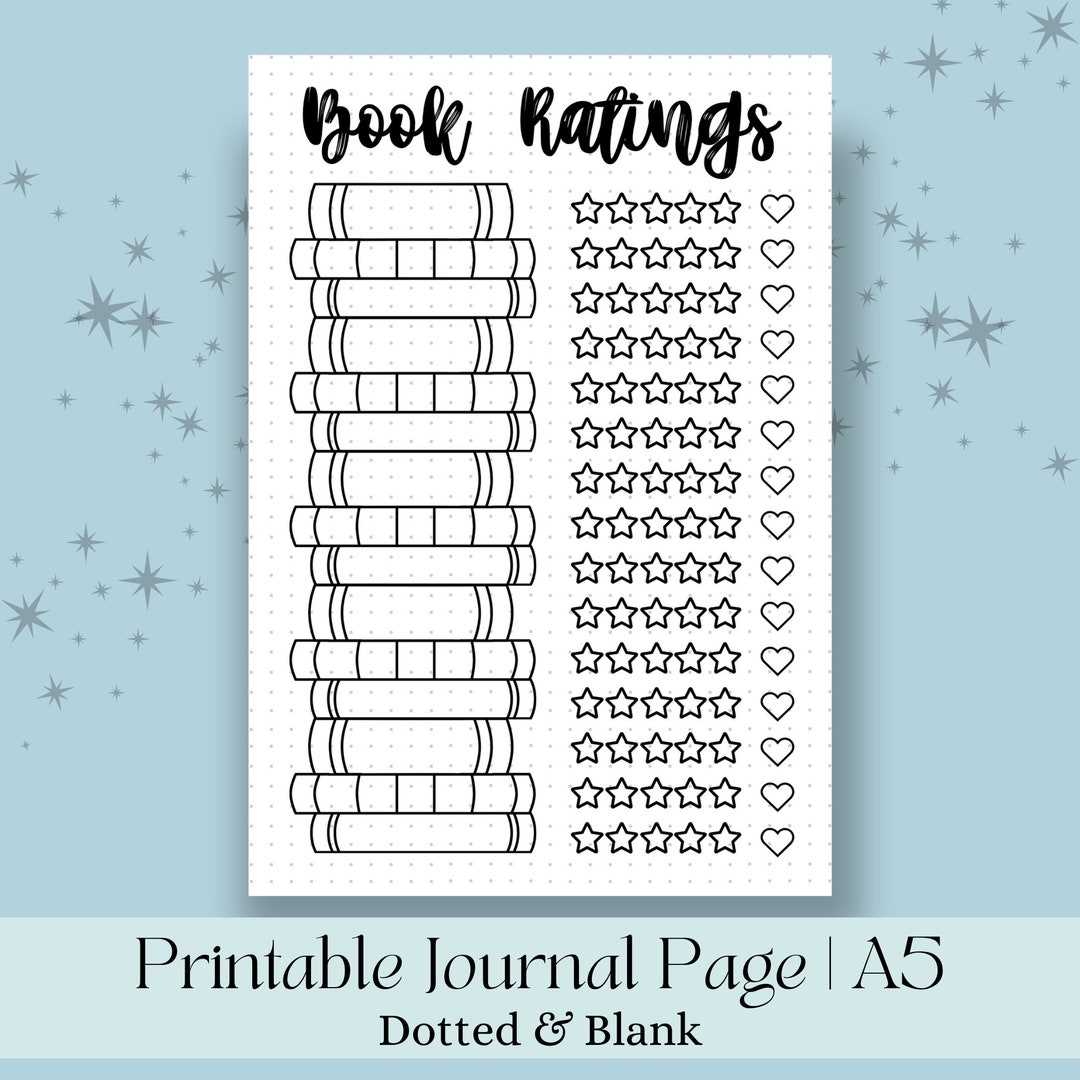 Book Stack Rating - A5 Journal Page - Printable Tracker - Reading Log ...