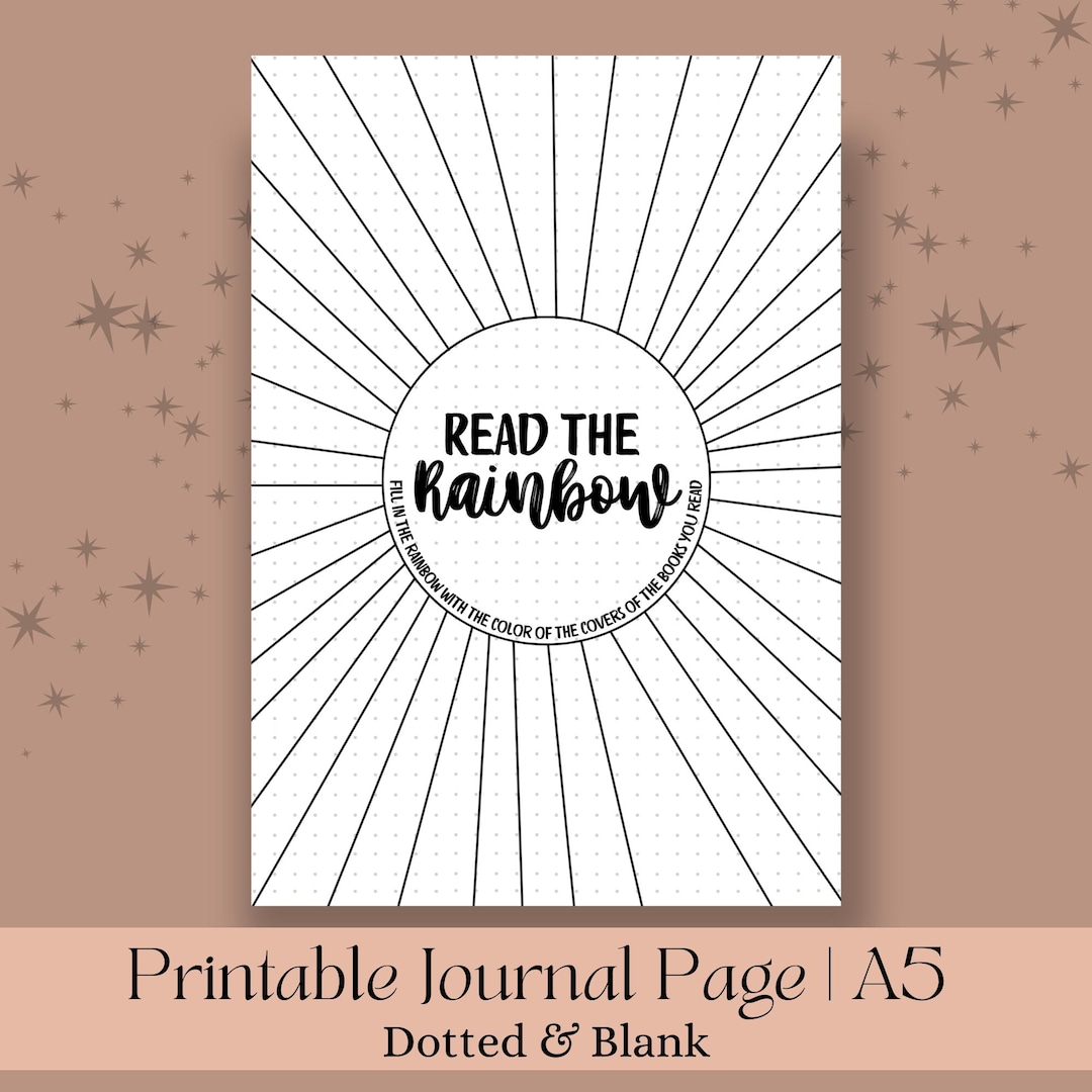 Read the Rainbow Sunburst Book Tracker - A5 Journal Page - Printable ...