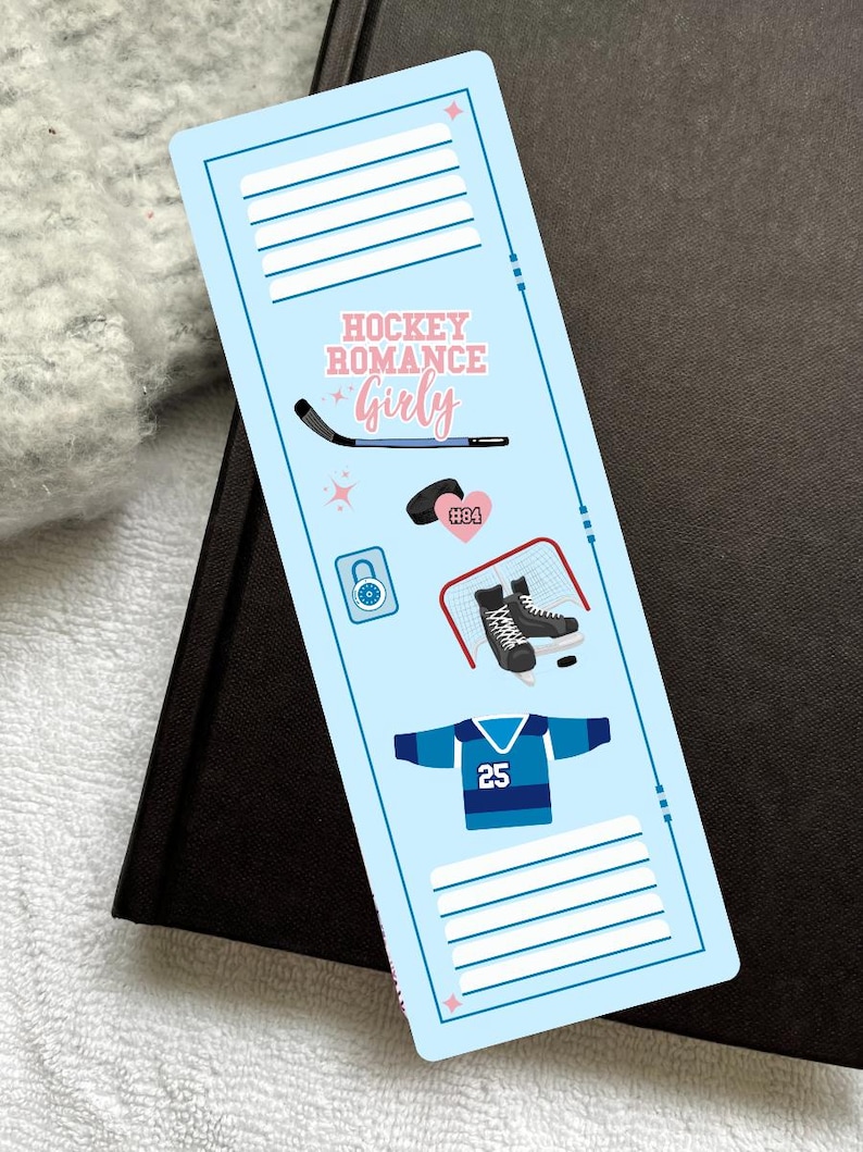 Hockey Romance Girly Locker Inspired Bookmark, Book Club Bookmark, Cute ...