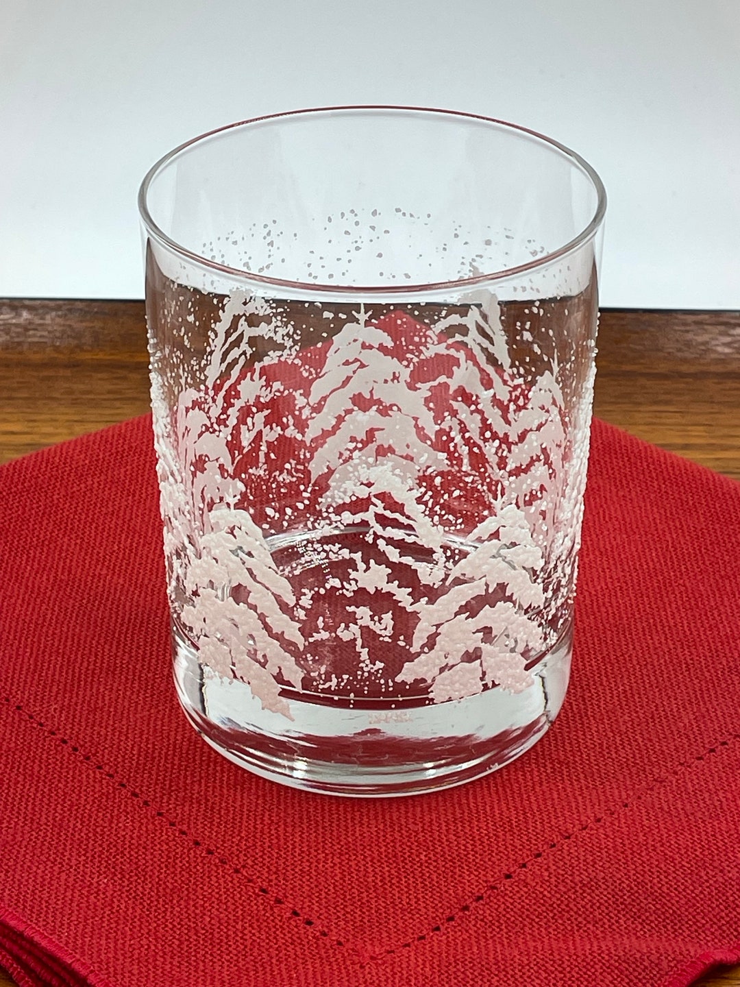 Dansk Double Old Fashioned Glass in White Pine Pattern, Pine Trees and ...