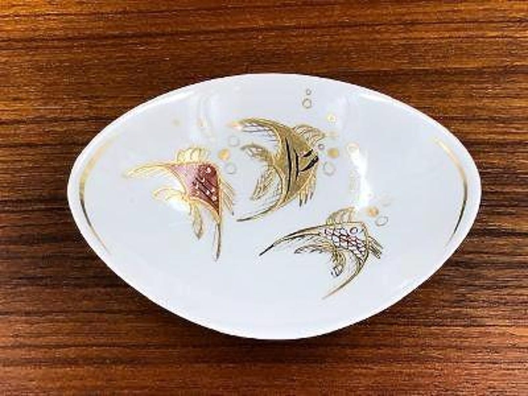 Mid Century Wallendorf Small Oval Dish, Atomic Shape With Hand Painted ...