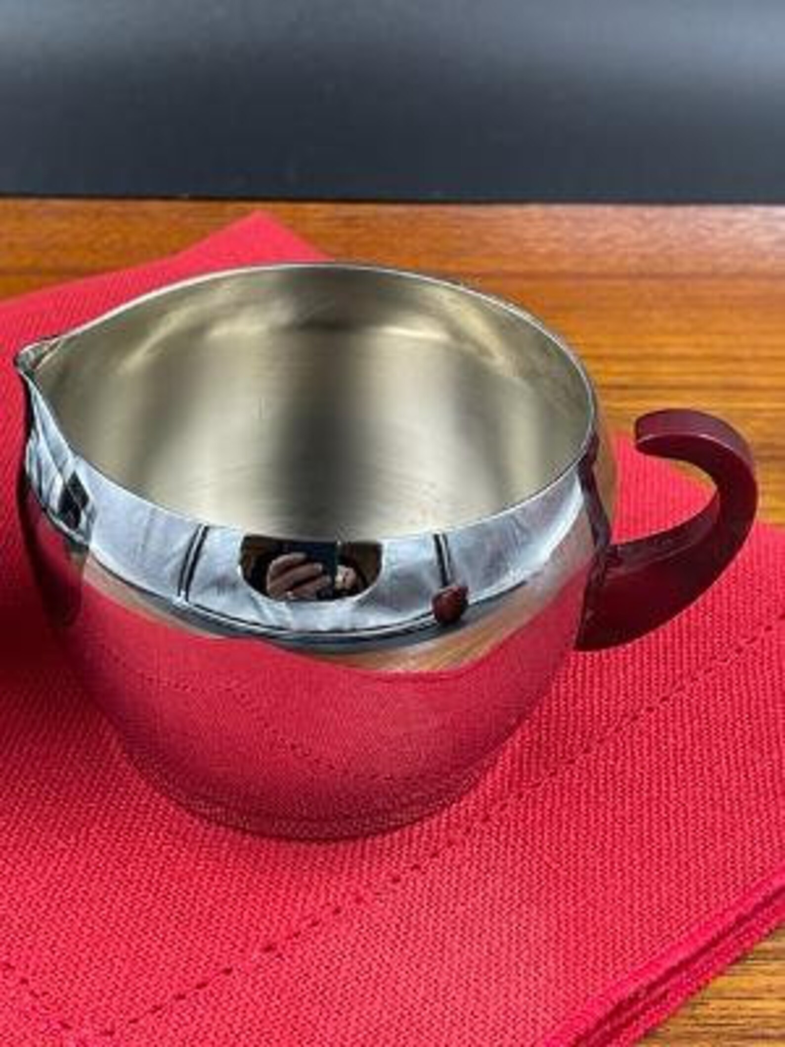 Vintage Glo Hill Chrome and Red Bakelite Cream and Sugar Set With ...