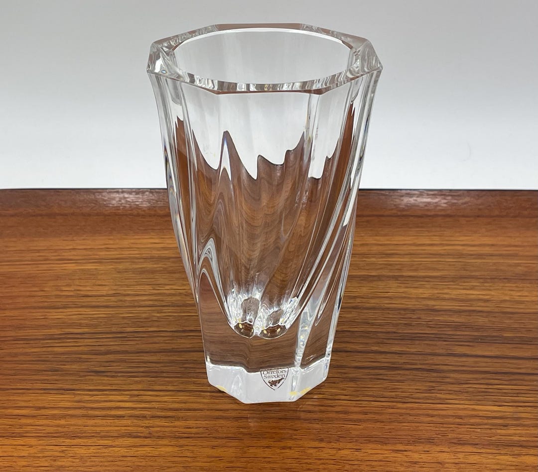 Vintage Orrefors Crystal Vase in Residence Pattern, Designed by Olle ...