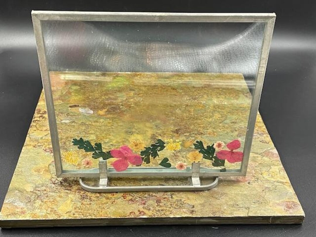 Vintage Glass Picture Frame With Dried Pressed Flowers, Add Your Own ...