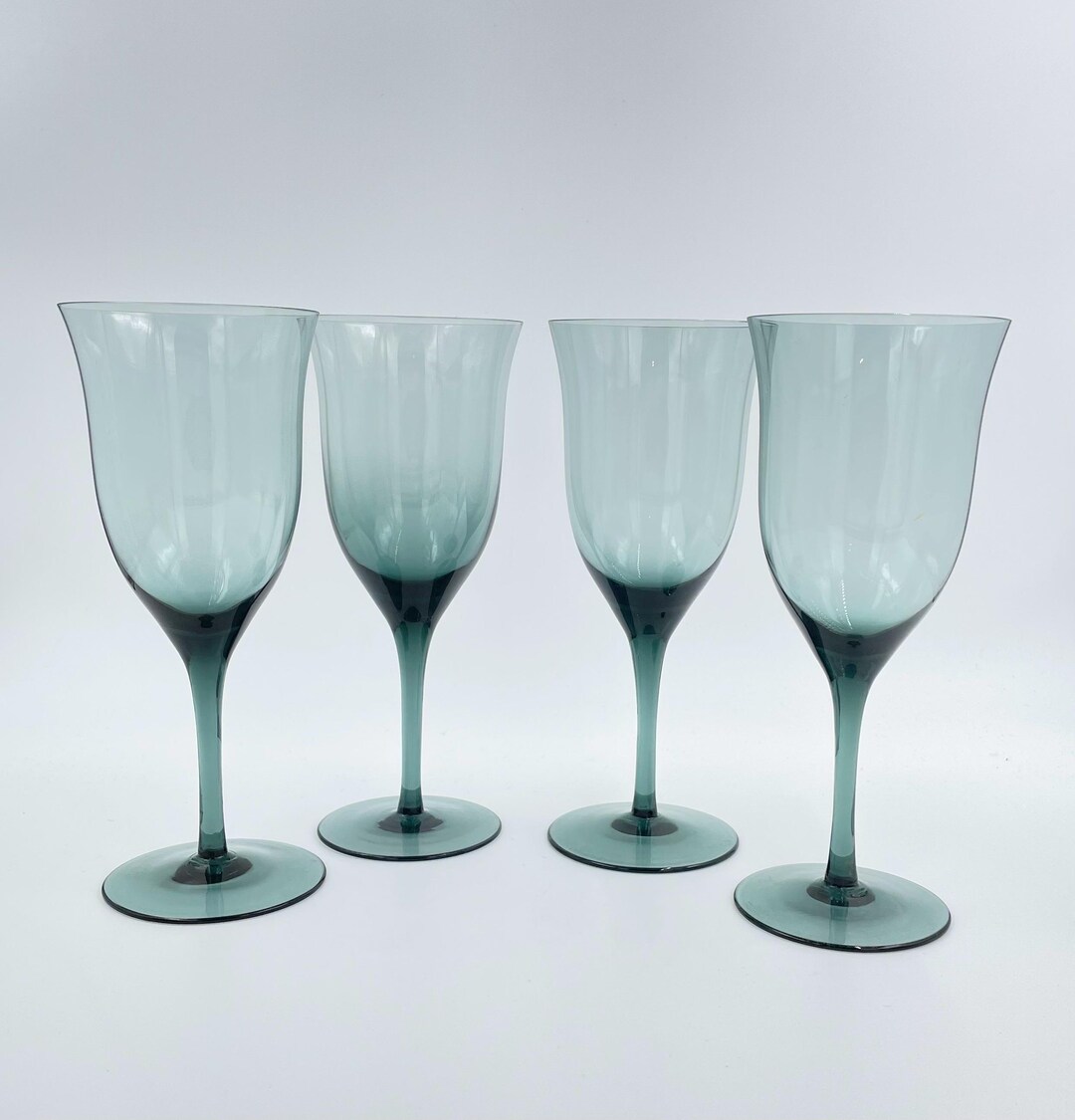 Vintage Water Goblets or Wine Glasses in Tivoli Blue Pattern by Carico ...