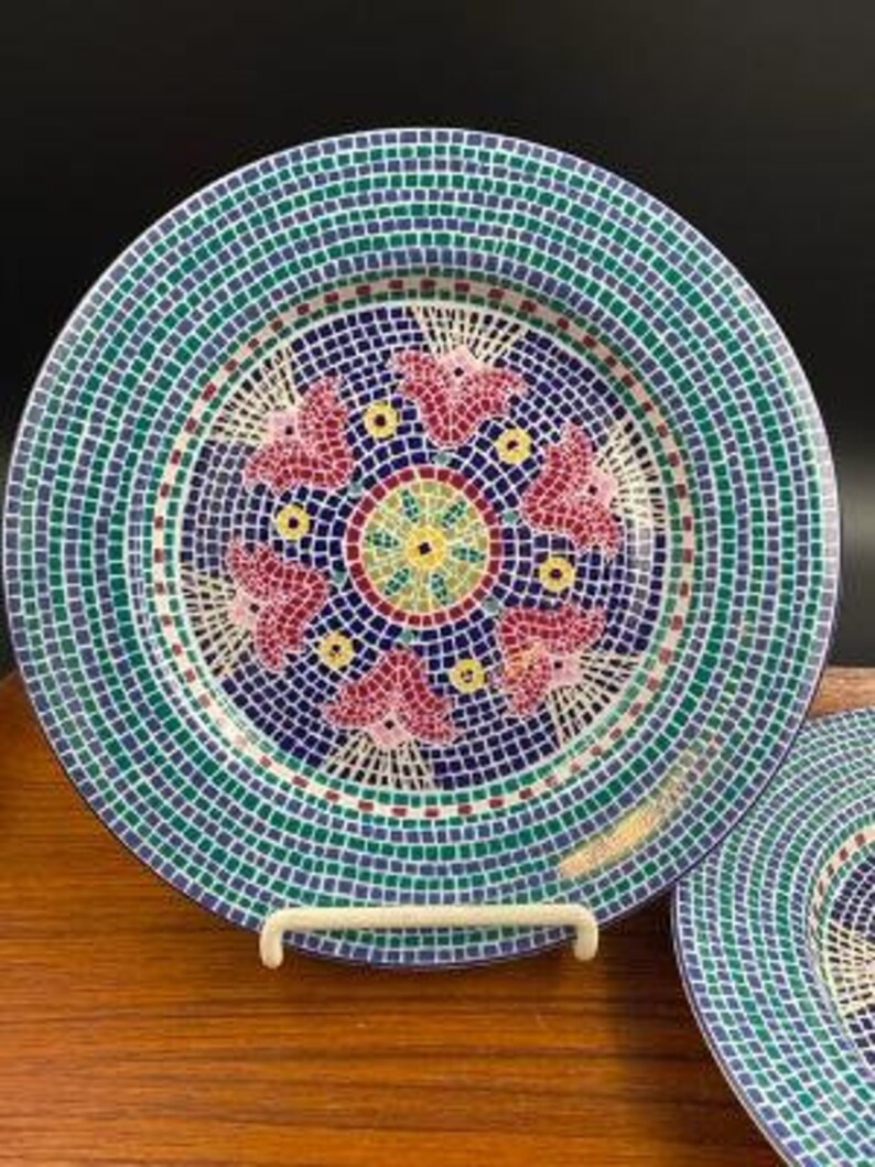 Dansk Salad Plates in Signature Pattern, Mosaic Dinnerware Line, Tiled ...