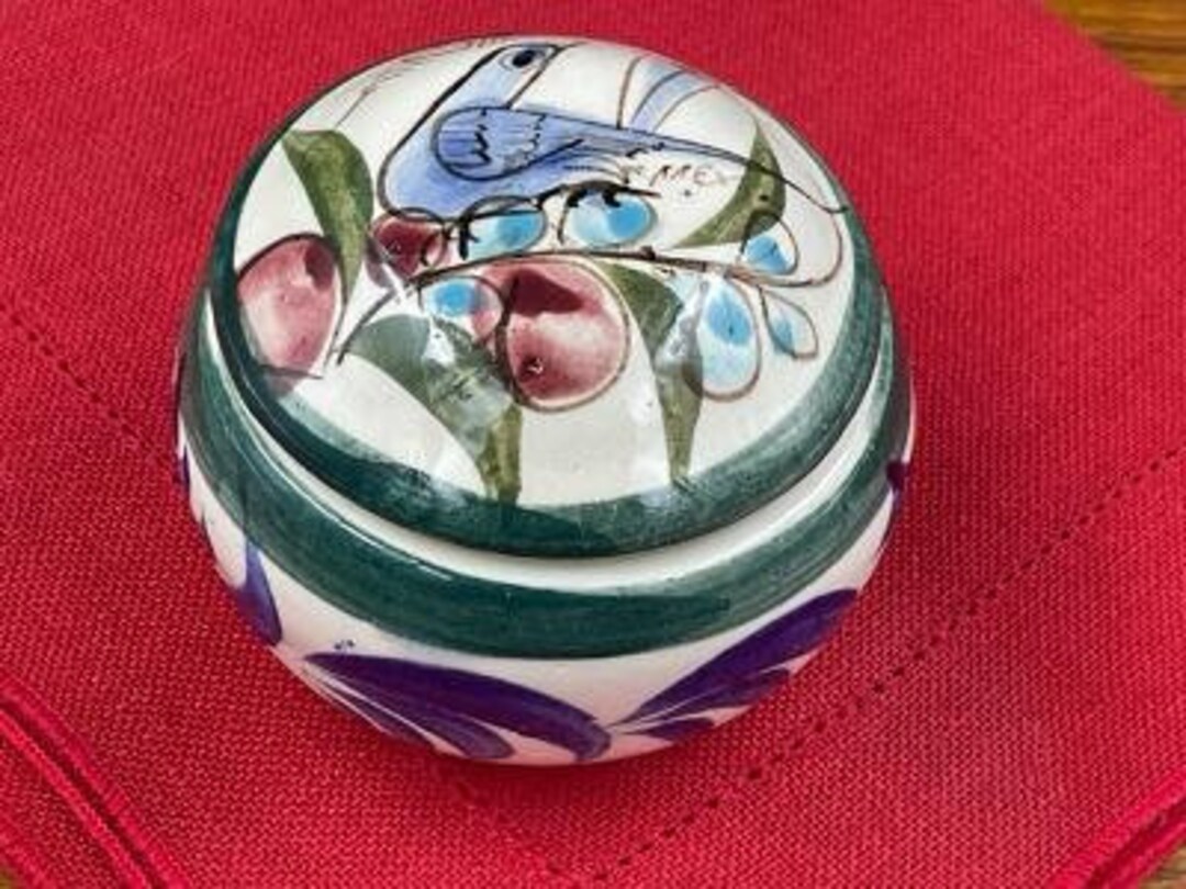 Vintage Tonala Mexican Pottery Trinket Box With Lid, Hand Painted and ...