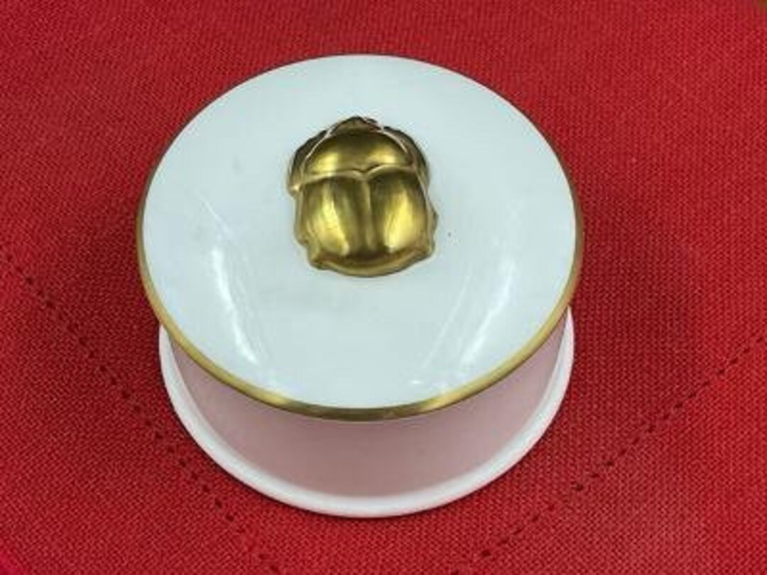 Vintage Scarab Lidded Trinket Box by Coldport, Bone China, Round Box ...