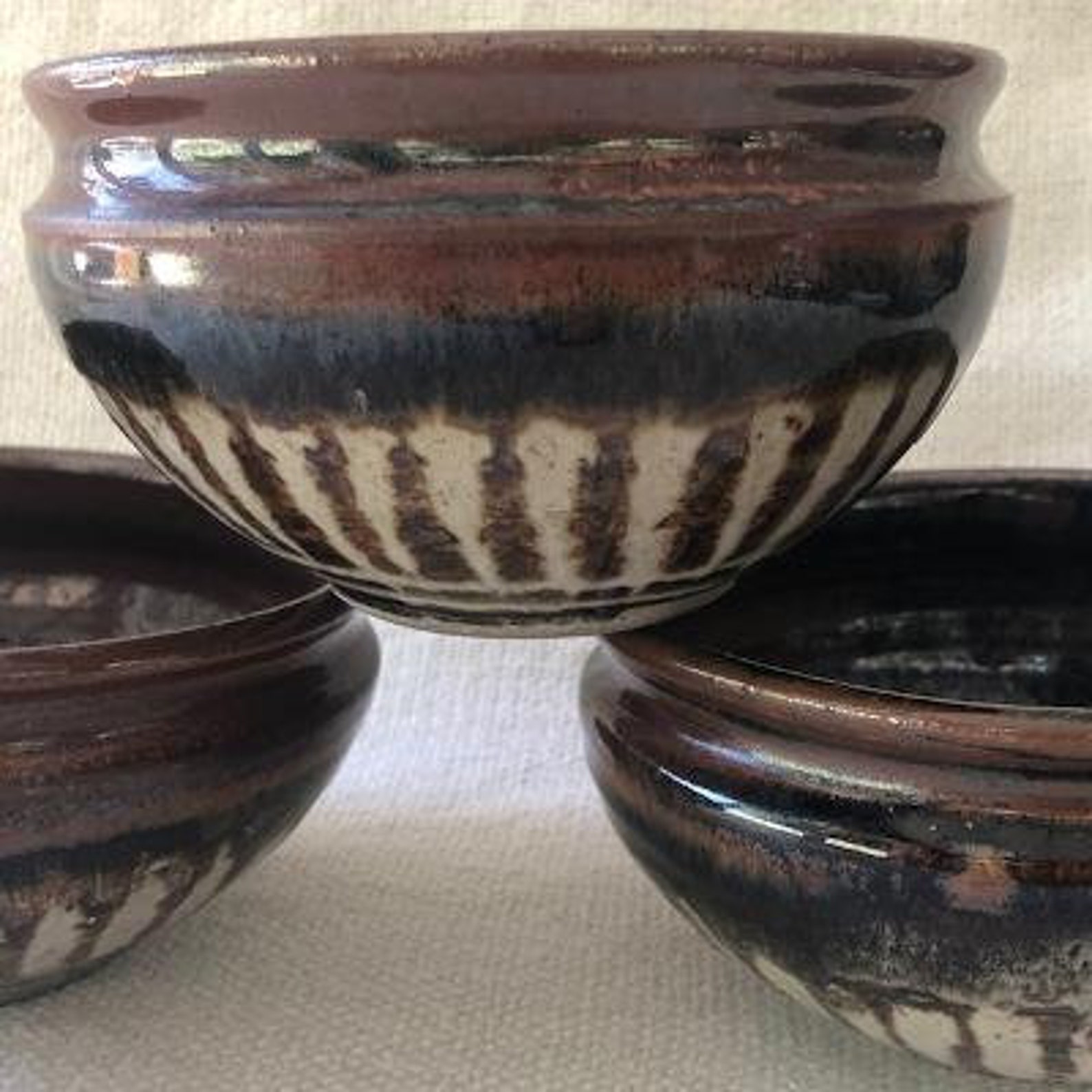 Vintage Studio Art Pottery Set of 3 Bowls Signed by Artist - Etsy