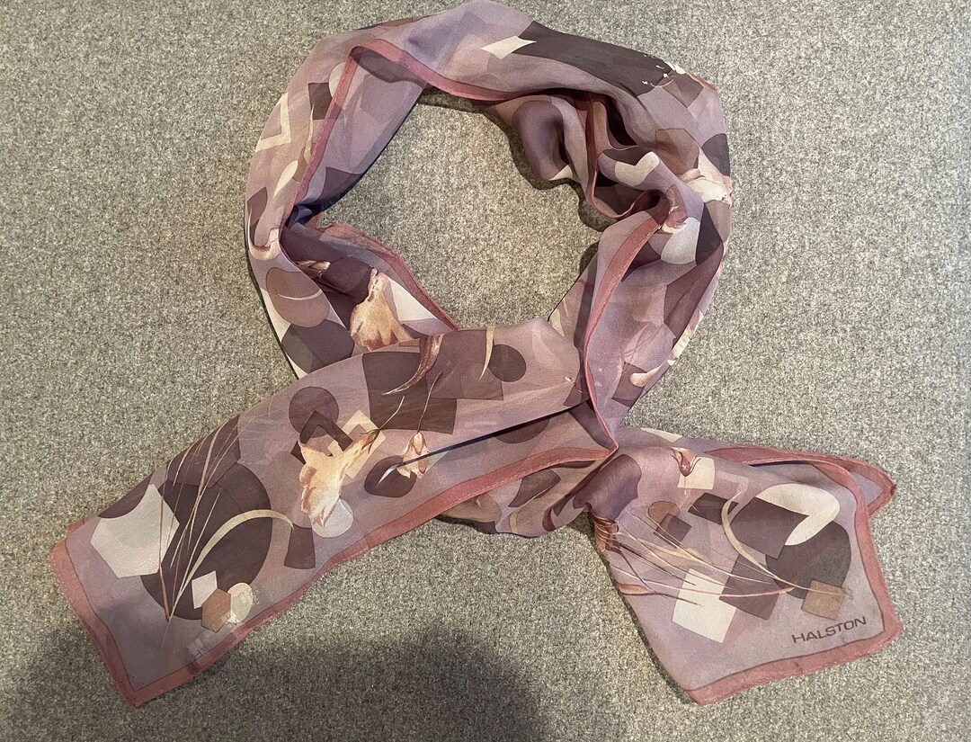 Vintage Silk Scarf by Halston Lifestyle, Silk Chiffon, Purple Lavender ...