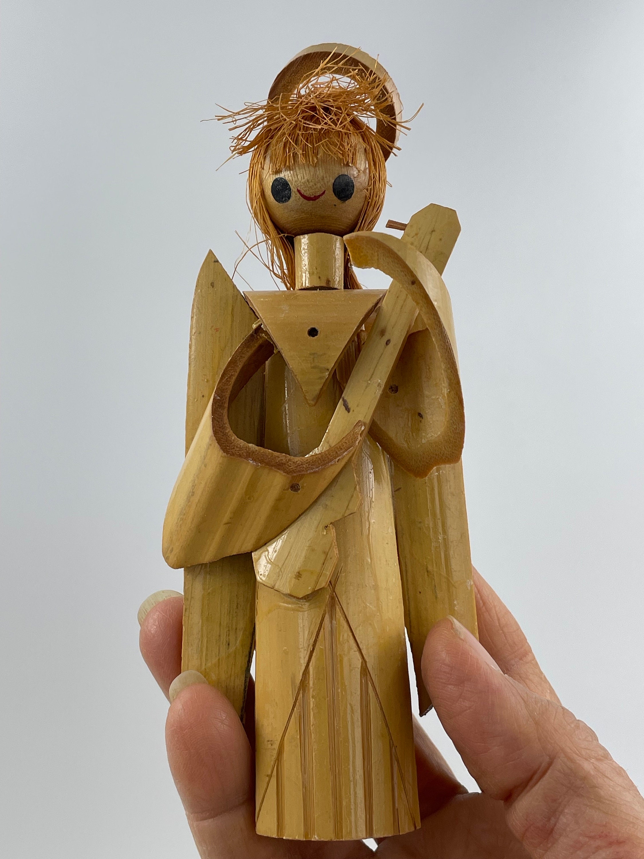 Vintage Bamboo Christmas Angels, Musicians Set of 5 Made From Split ...