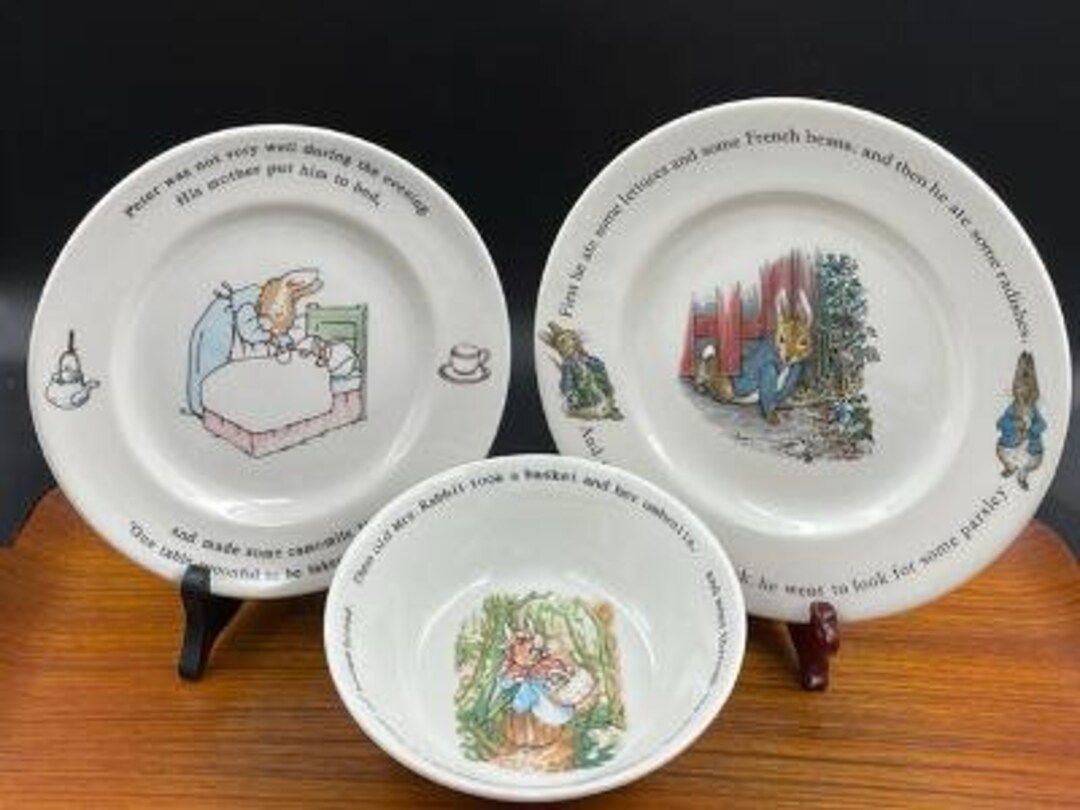 Vintage Wedgwood Peter Rabbit 3 Piece Set, 8 Inch Plate, 7 Inch Plate ...