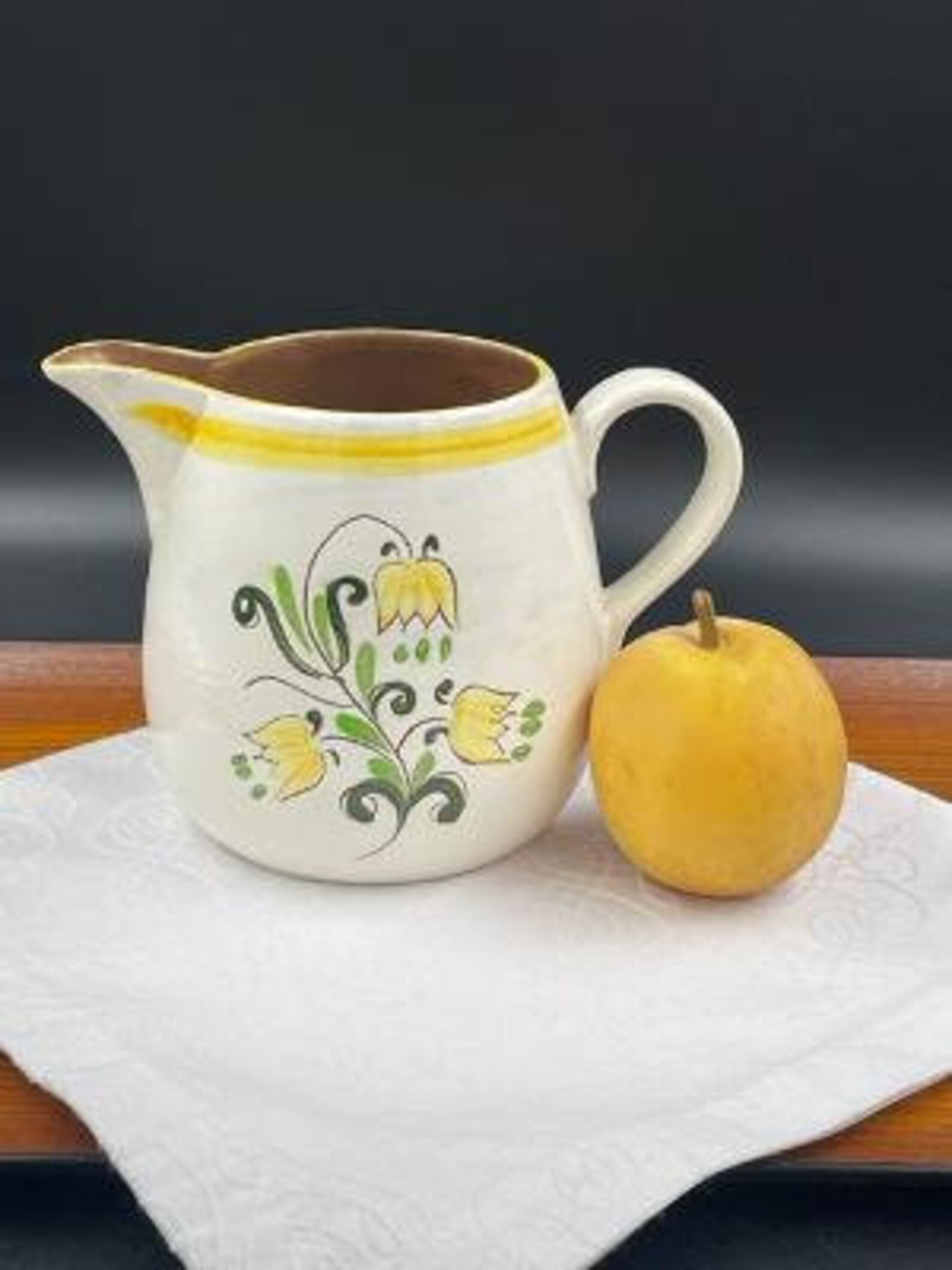 Vintage Stangl Pitcher, Yellow Tulip Pattern From Terra Rose Line ...