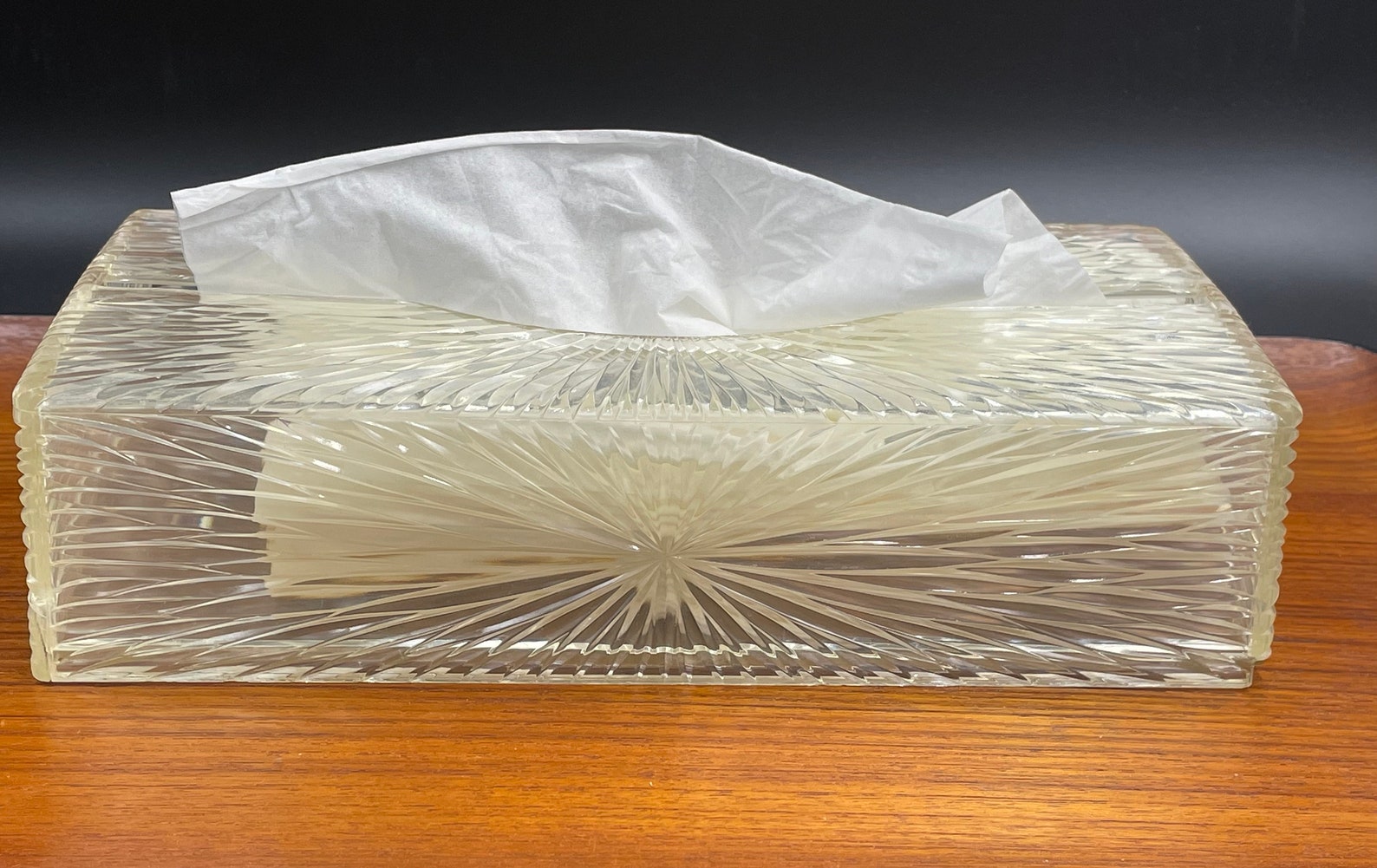 Vintage Lucite Tissue Box Holder, Hollywood Regency Glam, Sunburst ...
