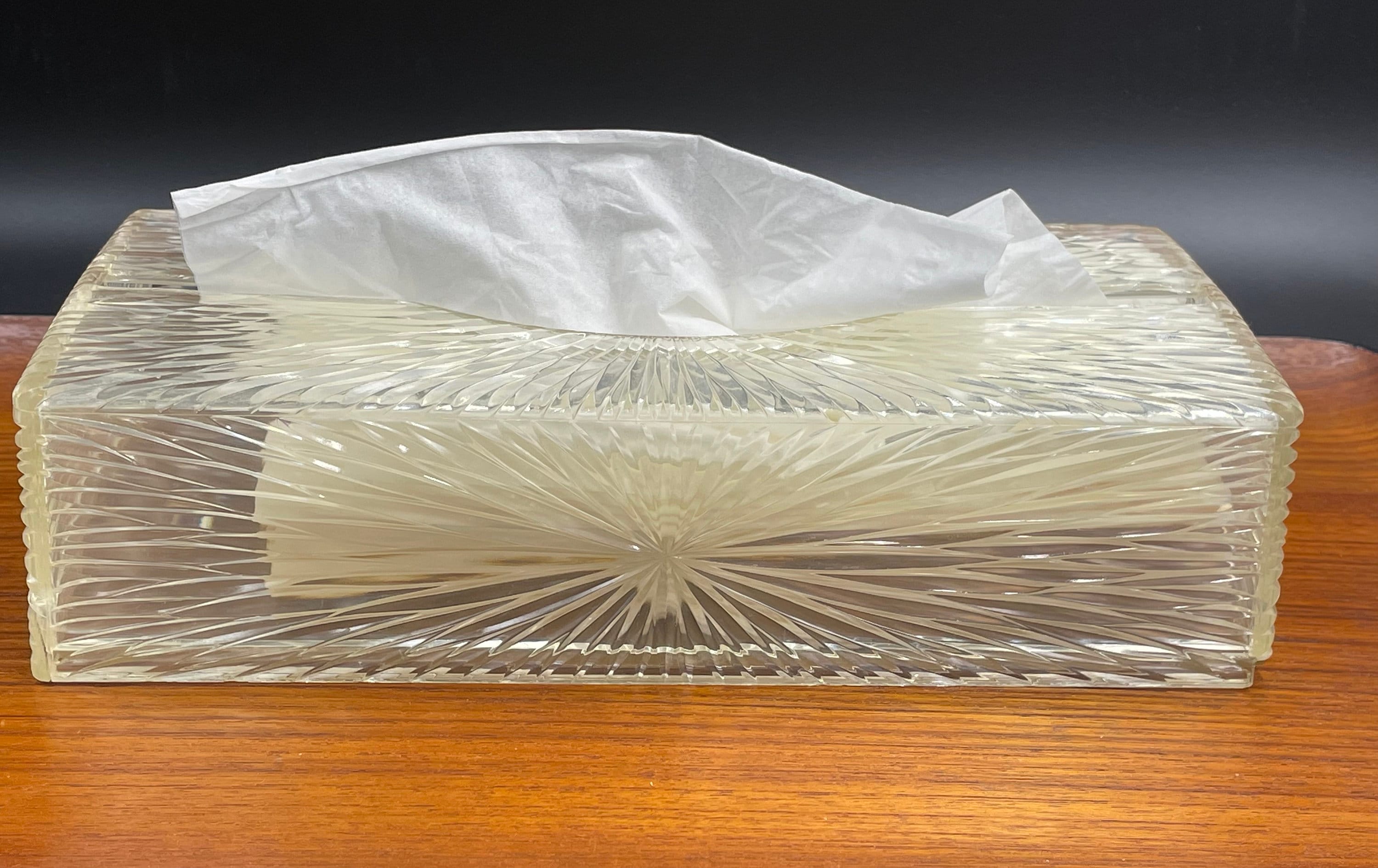 Vintage Lucite Acrylic Tissue Box Holder, Hollywood Regency Glam ...