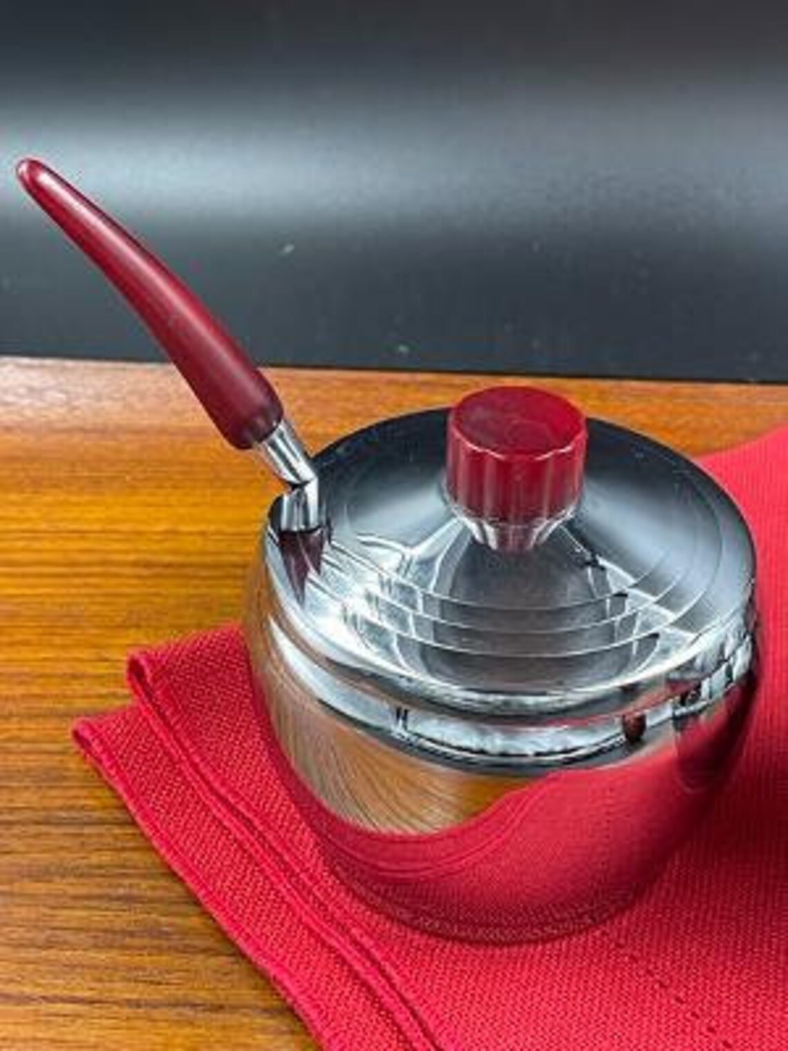 Vintage Glo Hill Chrome and Red Bakelite Cream and Sugar Set With ...