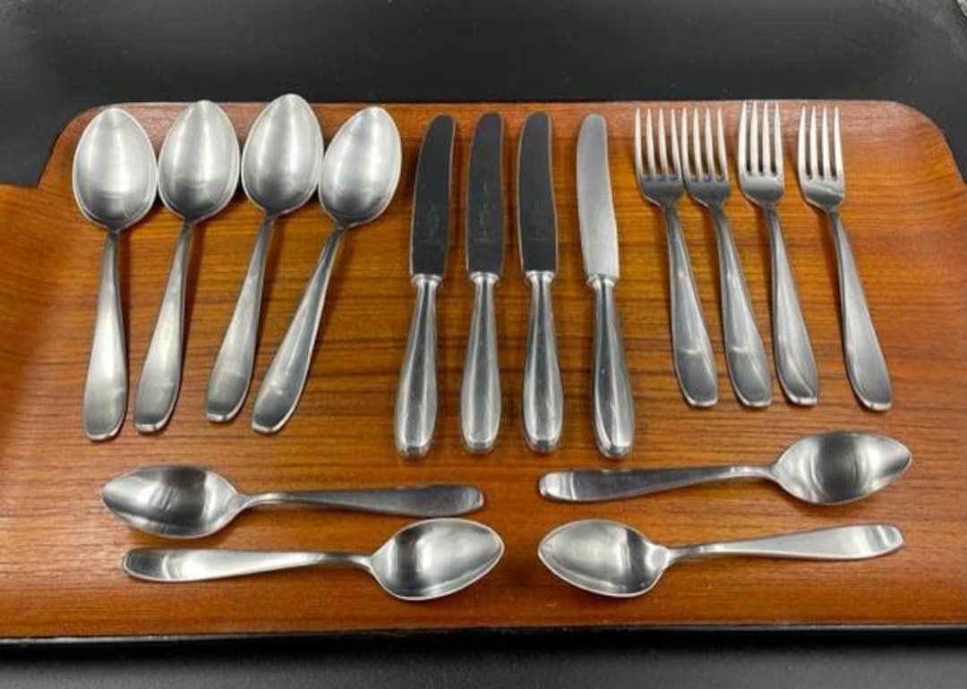 Mid Century Modern German Stainless Steel Flatware Set, 4 Piece Setting ...