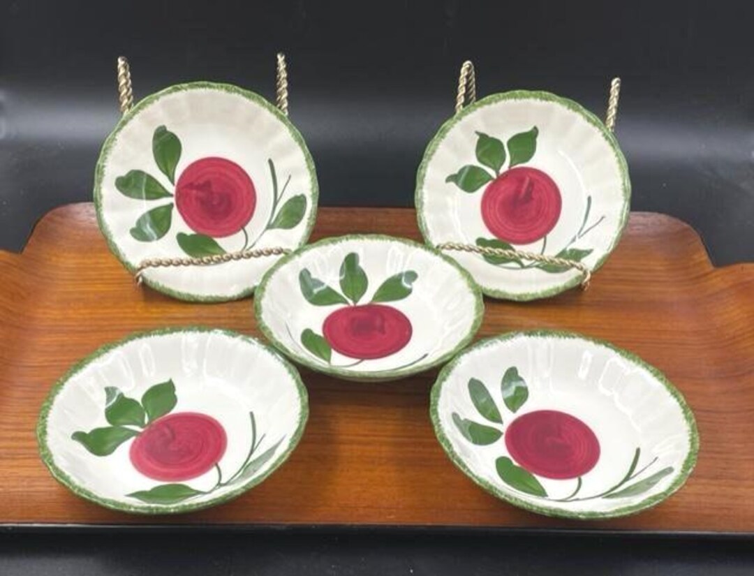 Blue Ridge Southern Potteries Fruit or Dessert Bowls, Set of 5, Apple ...