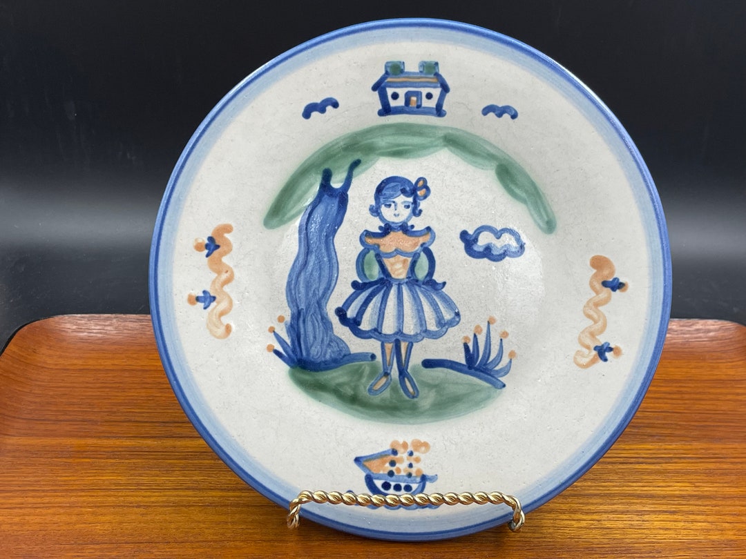 M. A. Hadley Luncheon Plate, Country Scene Blue Pattern, Wife Design, 9 ...