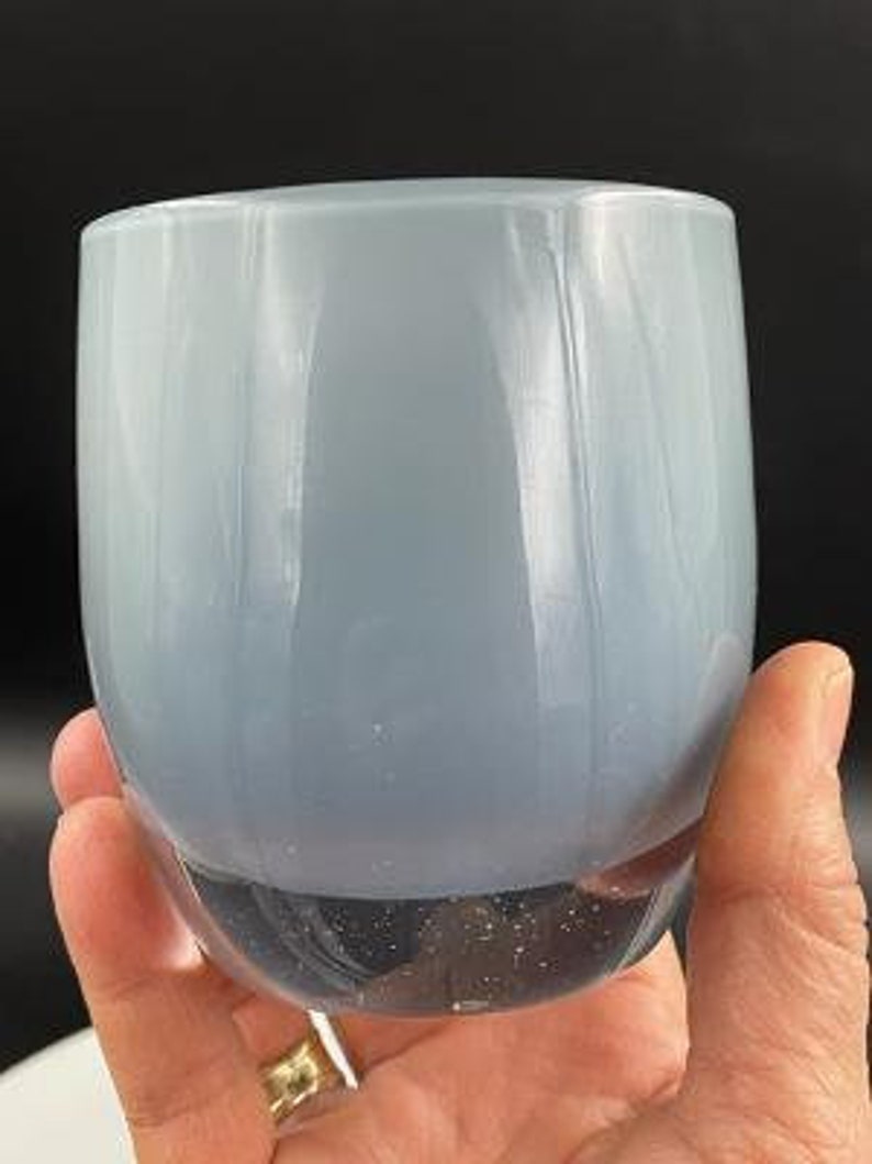 Glassybaby Votive, Pre Triskelion, Hand Blown Art Glass, Blue-gray ...