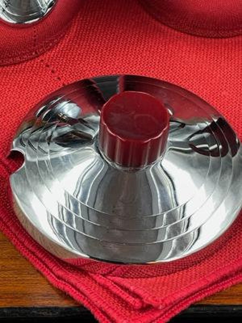 Vintage Glo Hill Chrome and Red Bakelite Cream and Sugar Set With ...