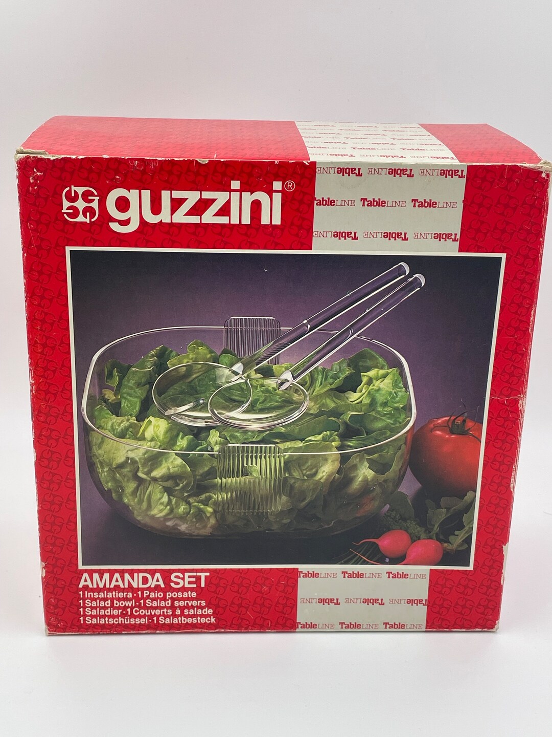 Italian Lucite Salad Bowl With Salad Servers by Guzzini, Amanda Line ...