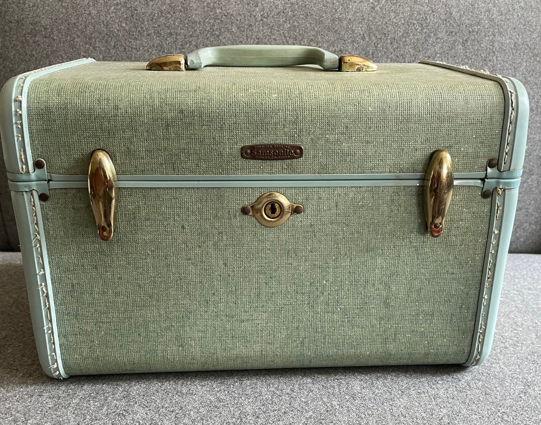 Vintage Samsonite Streamlite Train Case, Blue Green Hardside Travel ...