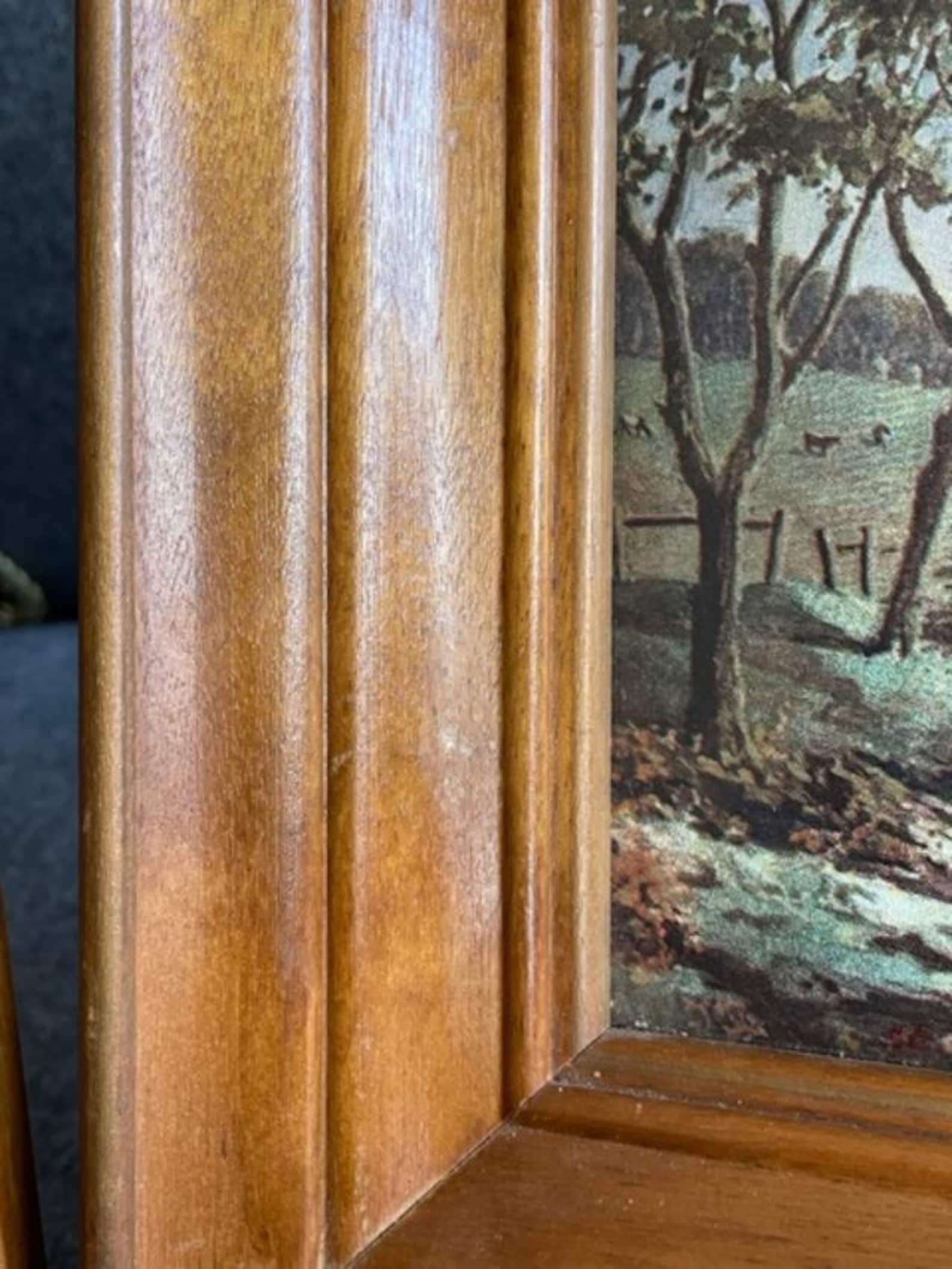 Mid Century Set of Framed Foil Art Prints by MPF, Lake Scene and ...
