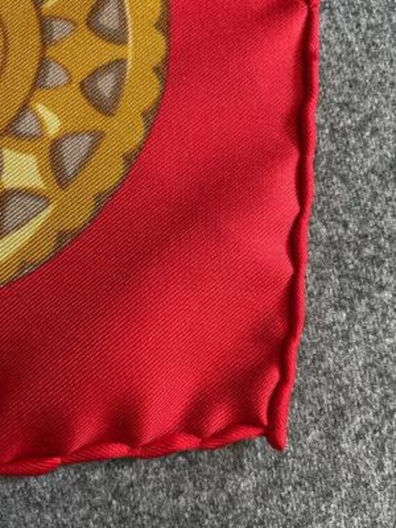 Coach Silk Scarf, Carriage Wheel Pattern in Red, Flor… - Gem