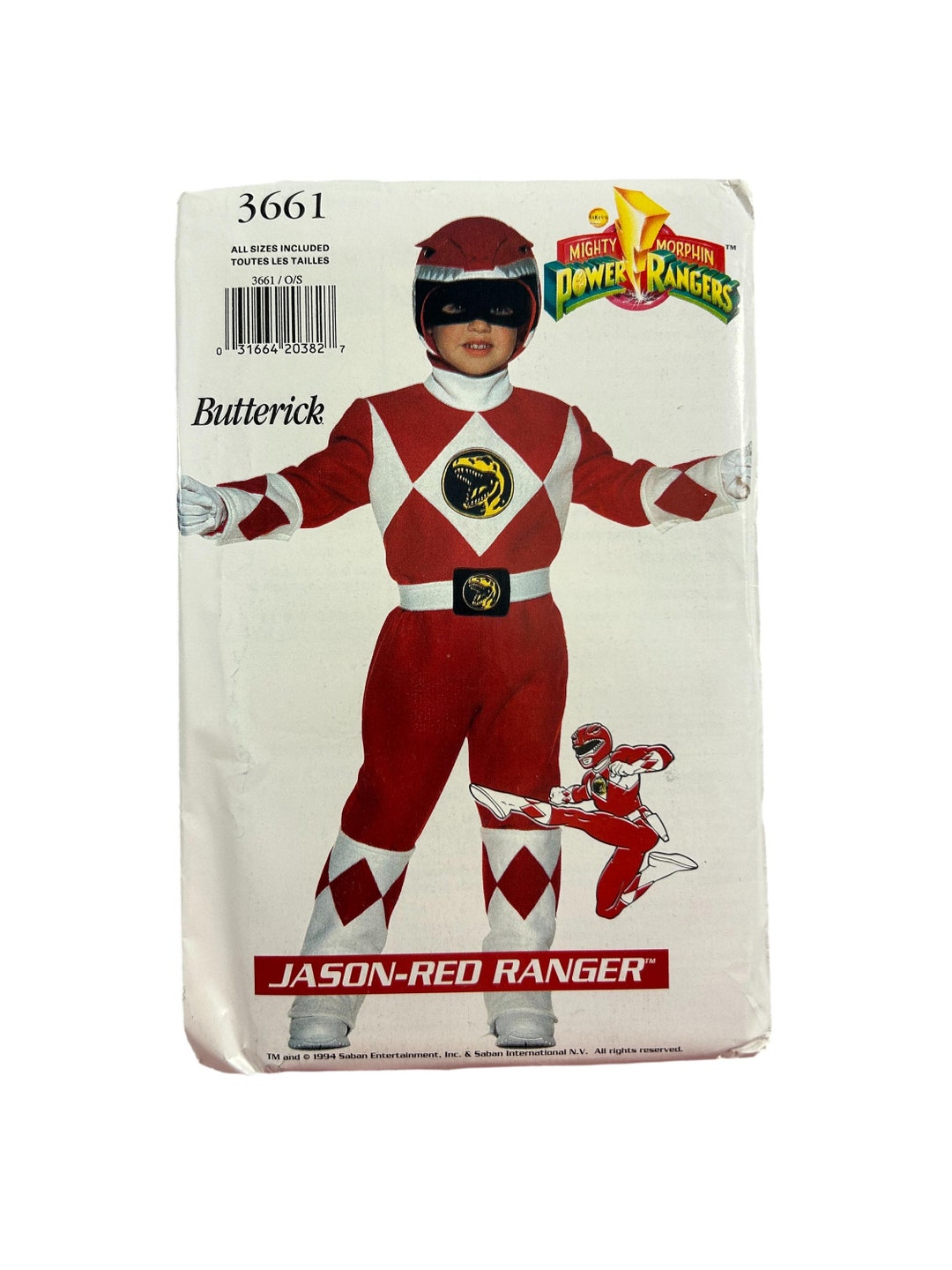 Butterick 3661 Jason Red Power Ranger Costume Pattern All Sizes 4-14 ...
