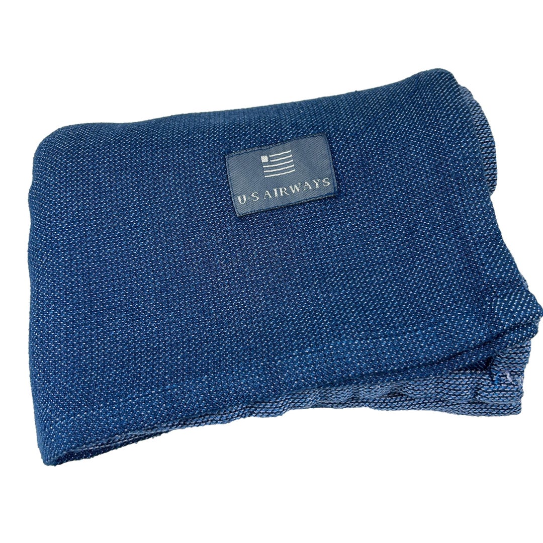 Vintage US Airways Envoy Class Cabin Blanket Throw Shades of Blue John ...