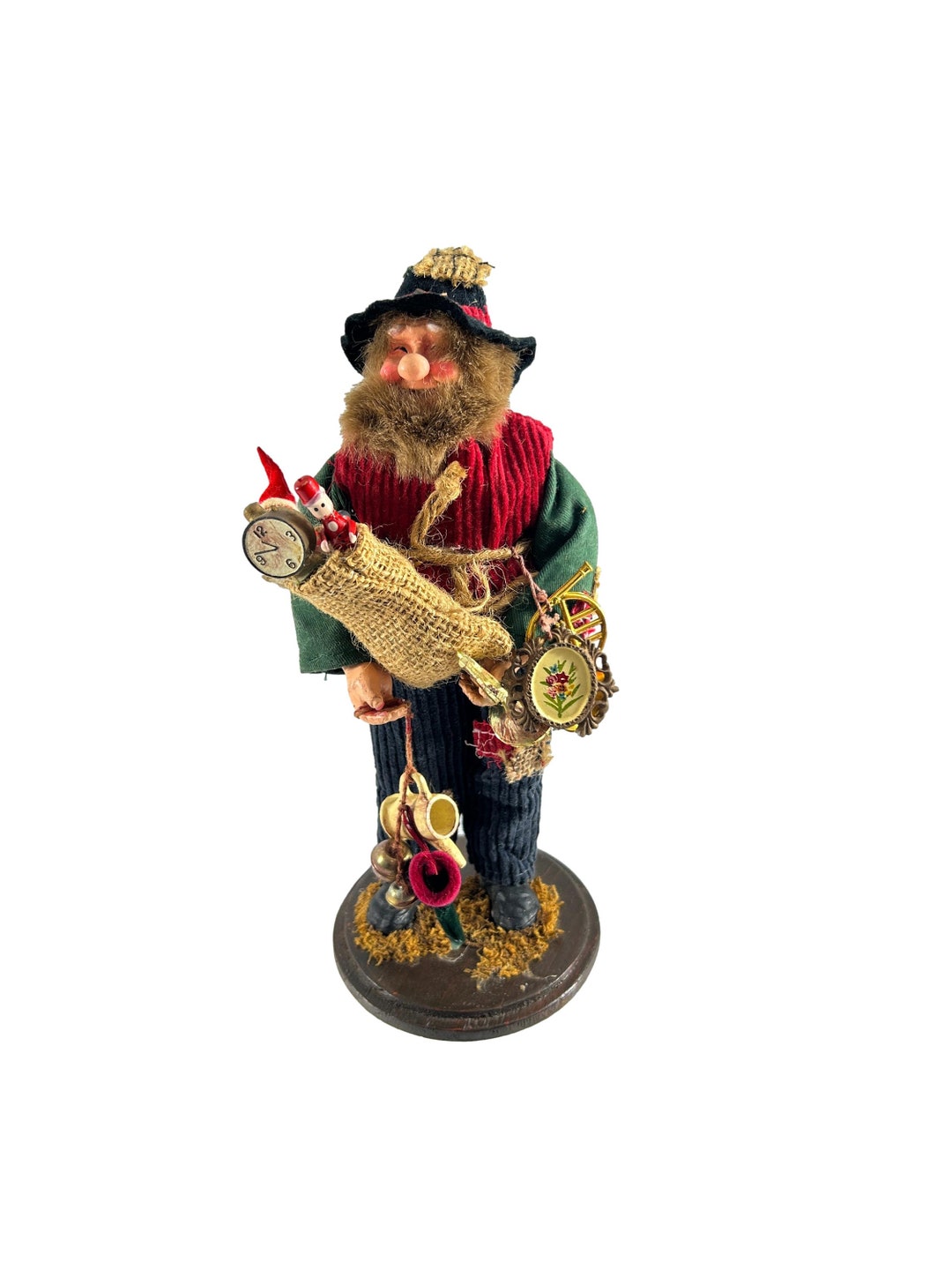 Vintage Hobo Santa Claus Krampus Figurine Statue Toys Sack Bells Horns ...