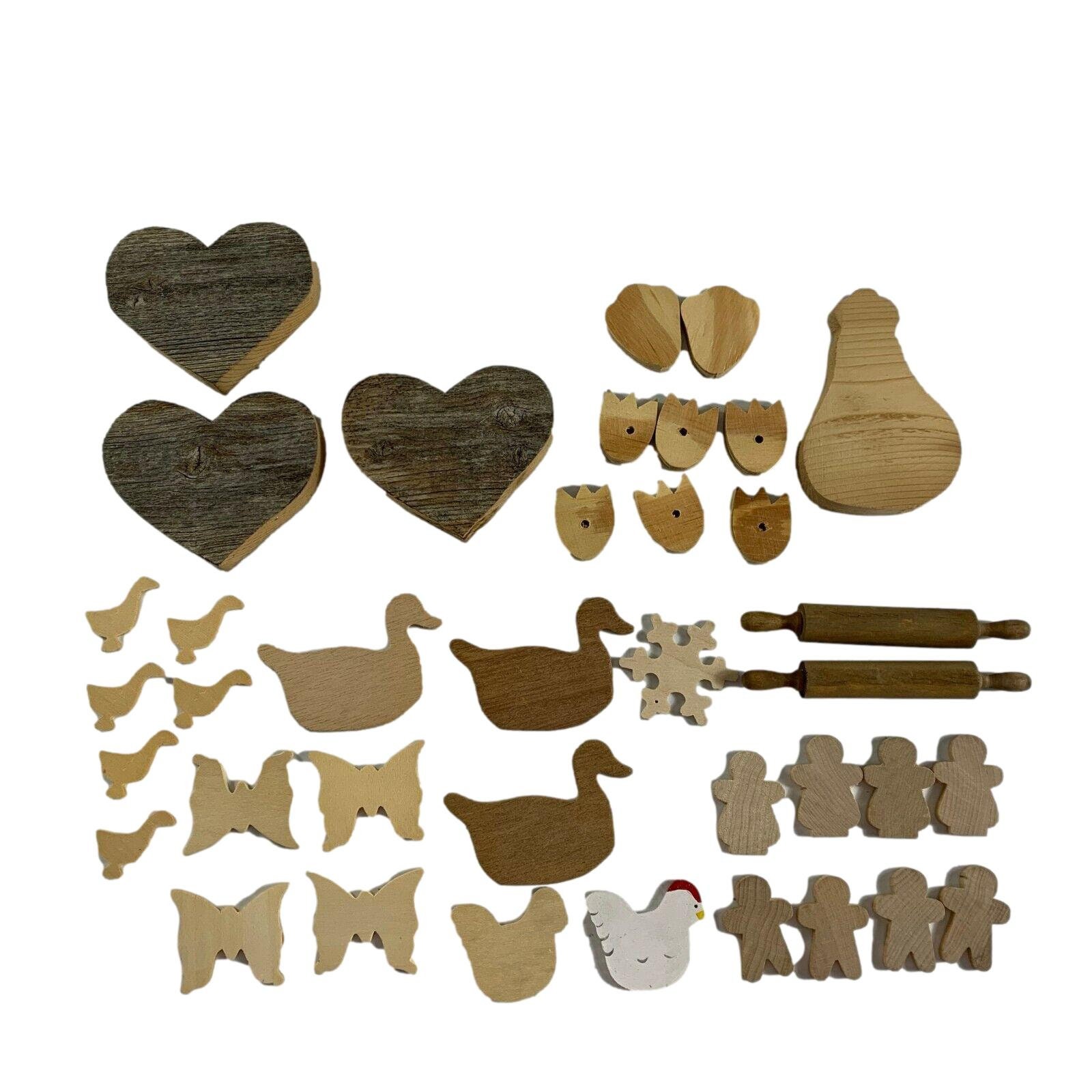 Mixed Lot 37 Piece Wood Craft Pieces Hearts Ducks Chickens - Etsy