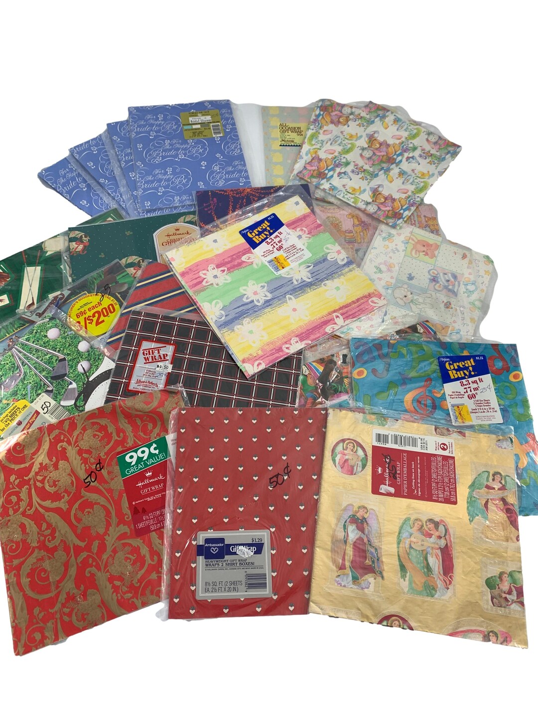 Huge Lot Wrapping Paper Sheets Ephemera Some Vintage Scrapbooking ...