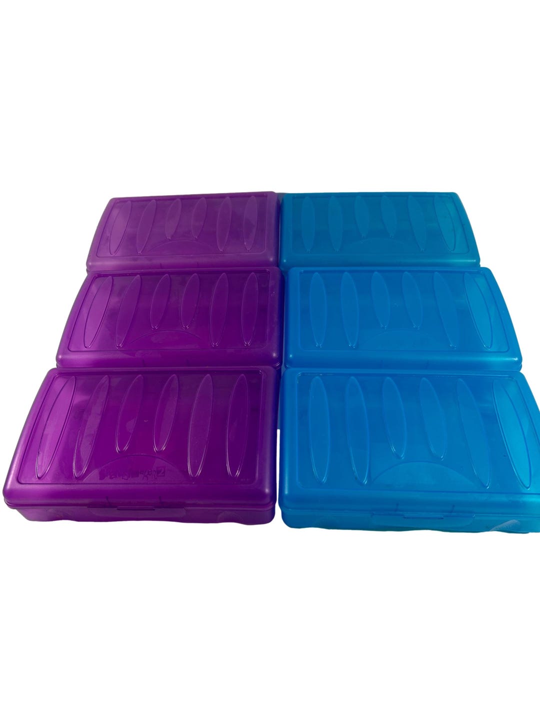 Vintage Lot 6 Plastic Pencil Boxes Spacemaker Blue Purple Retro 90s USA ...