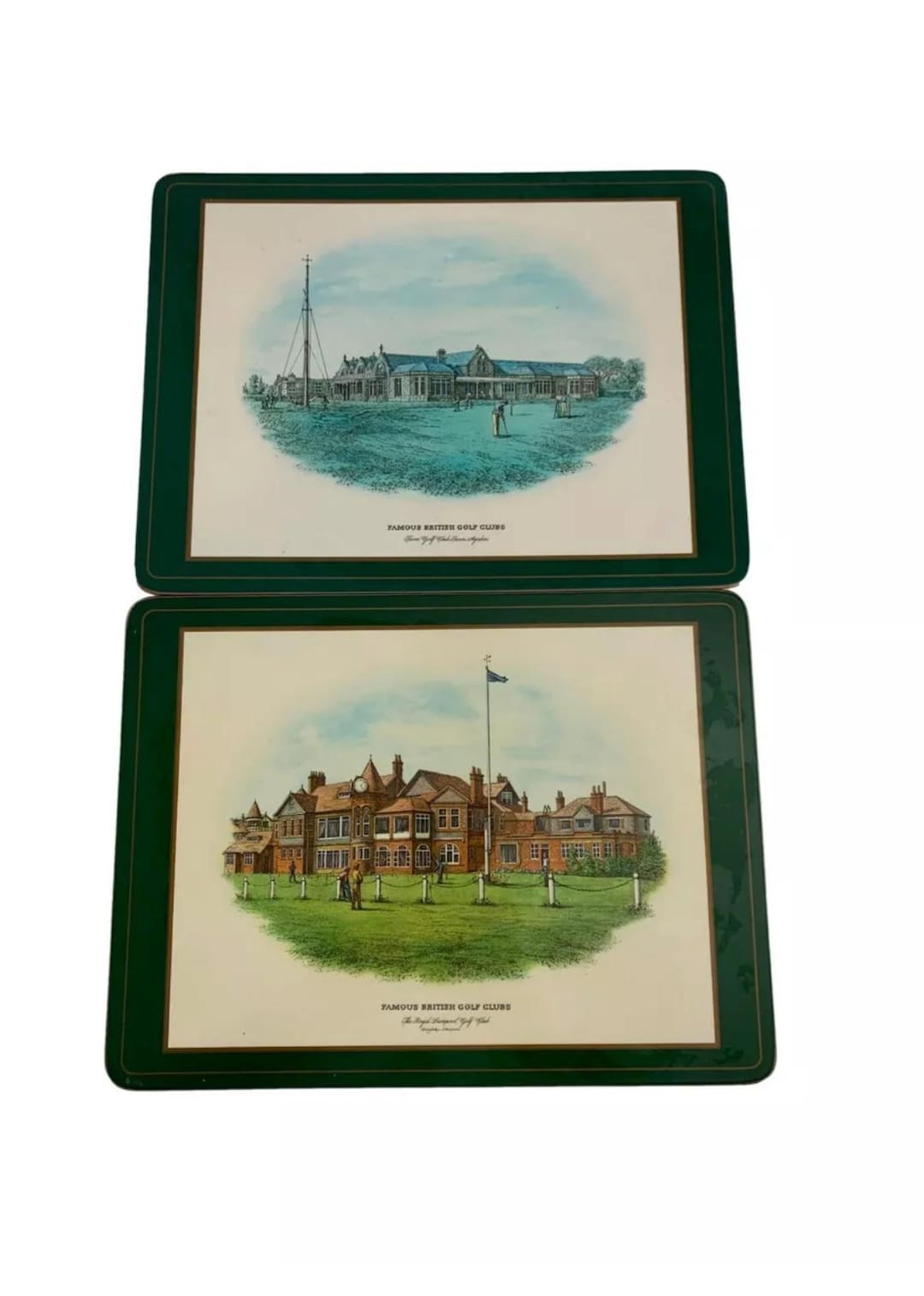 Vintage Pimpernel Famous British Golf Clubs Placemats Set of 2 Green ...