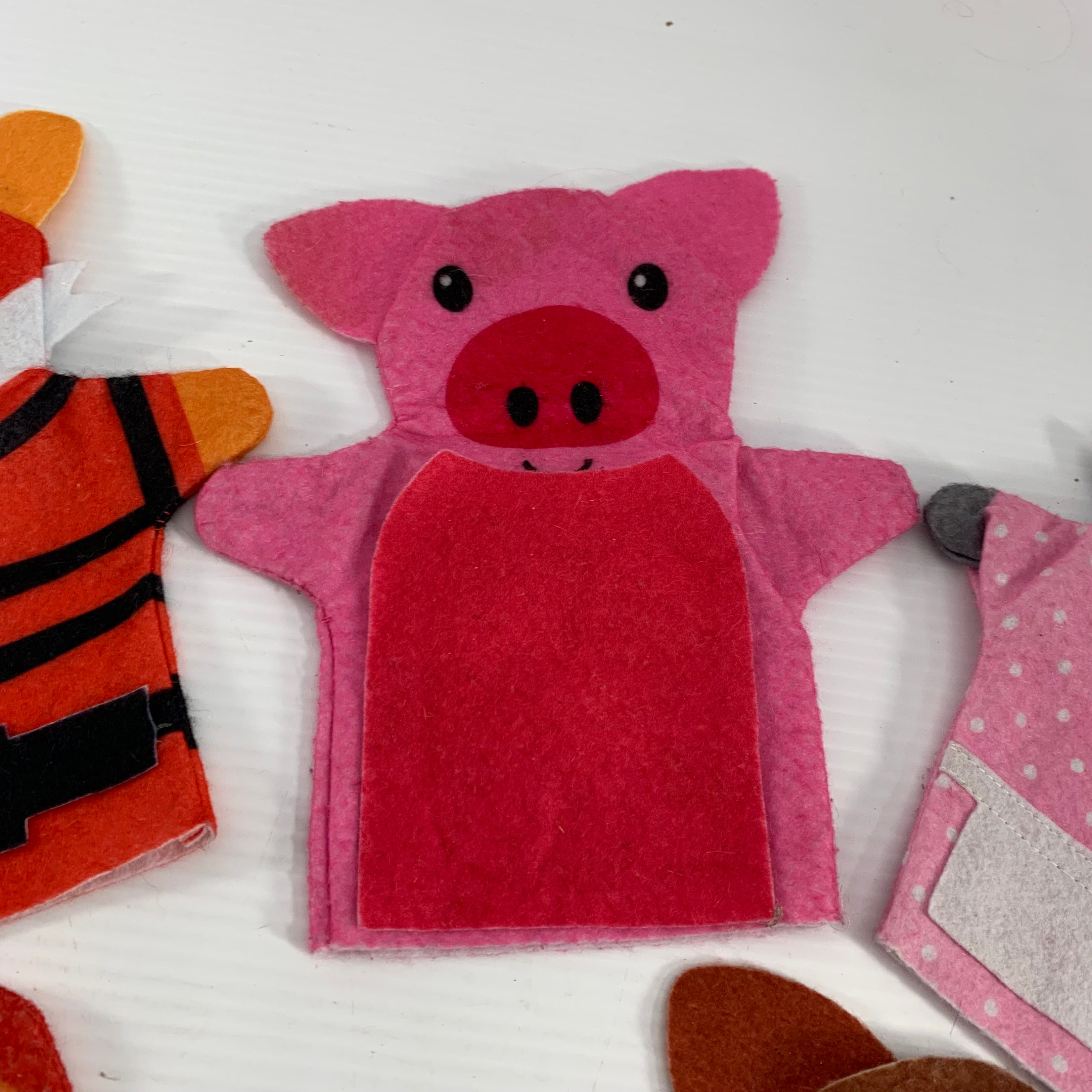 Lot of 5 Felt Hand Puppets Pig Red Riding Hood Dog Grandmother - Etsy