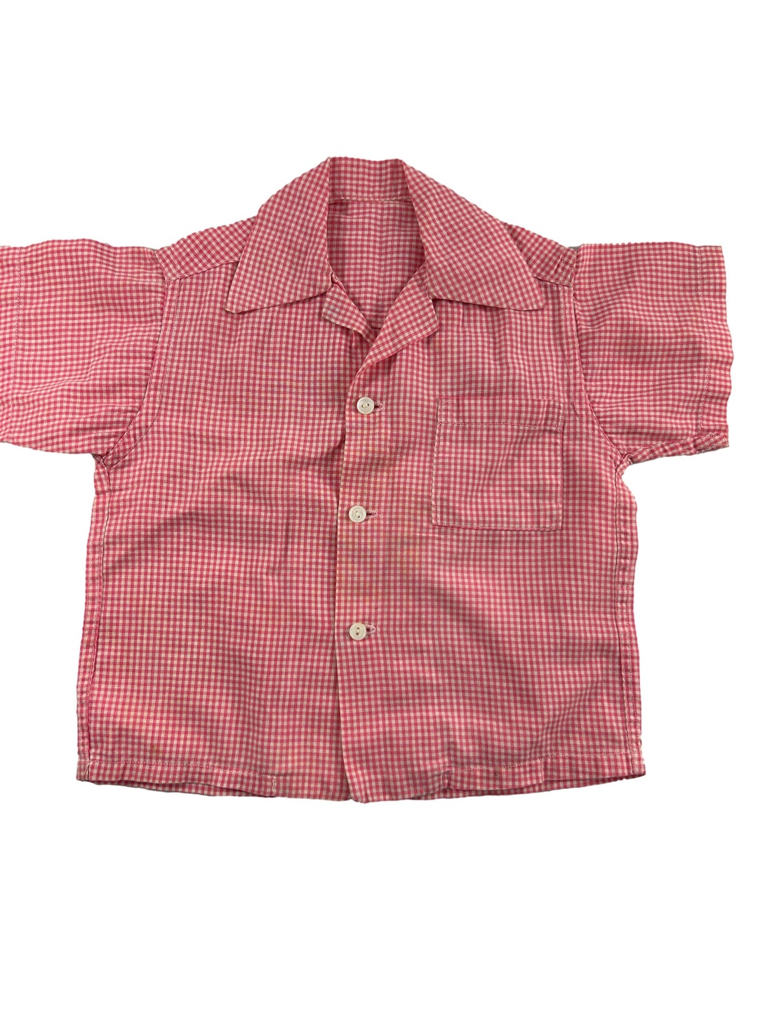 Vintage Baby Shirt 0-3 Months Pink Check Short Sleeve Button Down - Etsy
