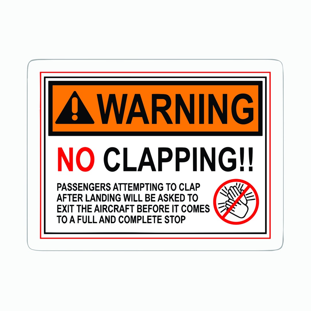 No Clapping on Landing Aviation Warning Decal - Funny Pilot Gift - Etsy