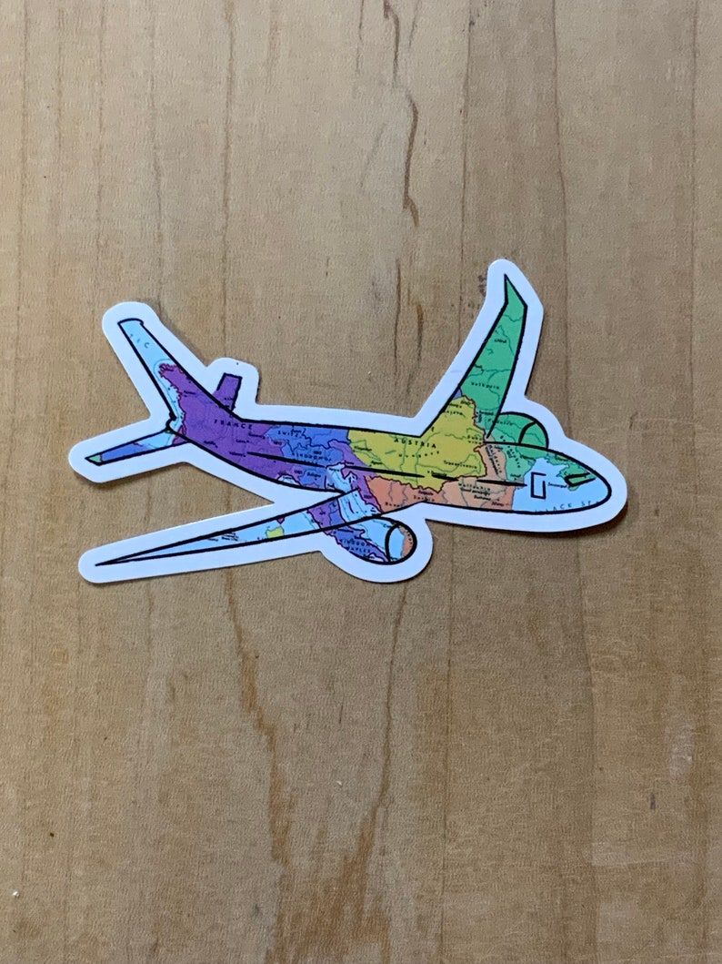 World Map Airplane Sticker: Pilot Gift, Aviation Decal - Etsy
