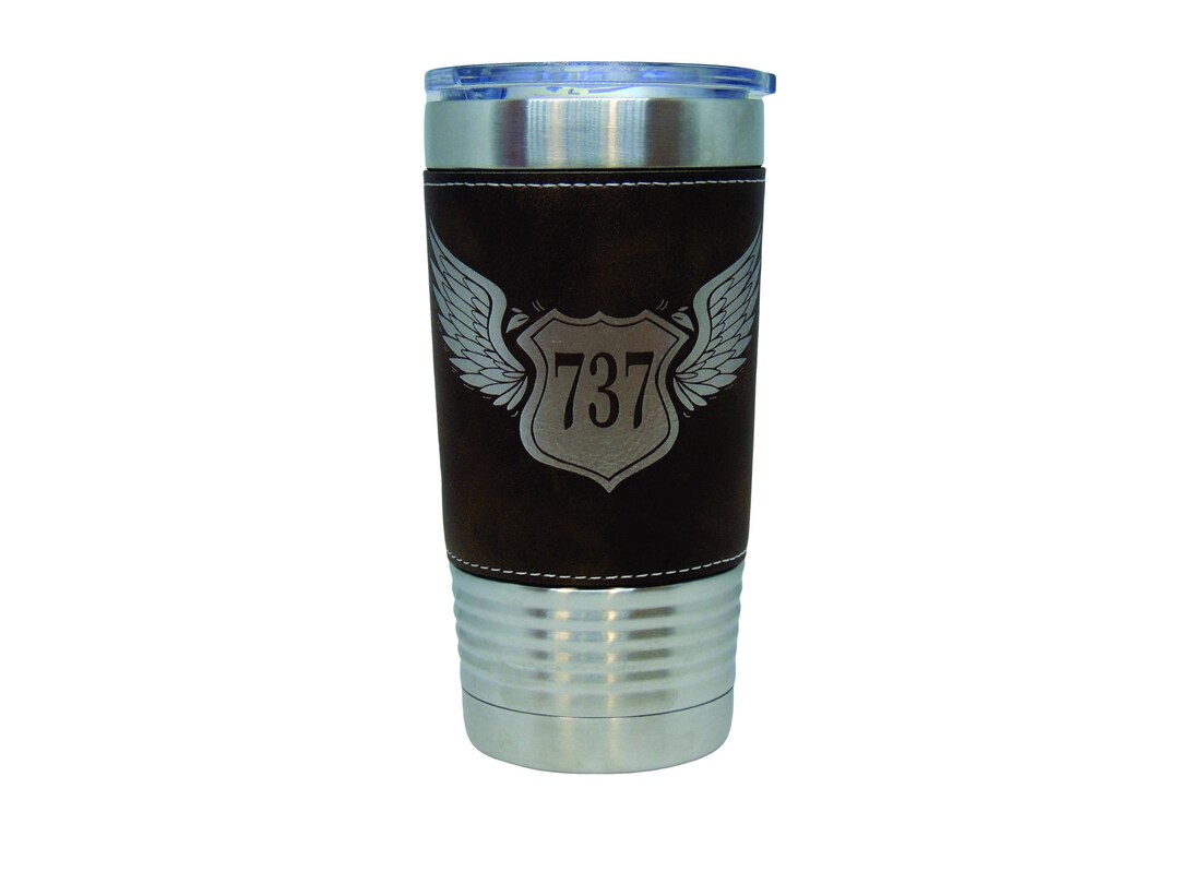 Engraved Leather Aviation Coffee Cup for B737 Pilot, Unique Coffee Cup ...