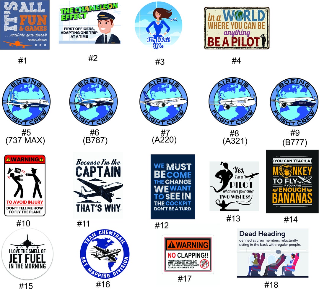 Funny Airplane Stickers, Aviation Stickers, Choose 6 (six) - Etsy