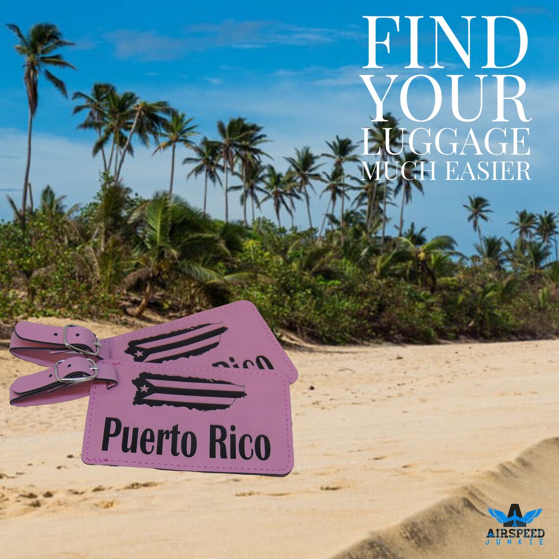 Puerto Rico Luggage Tag Set of Two Leather With Graphic - Etsy