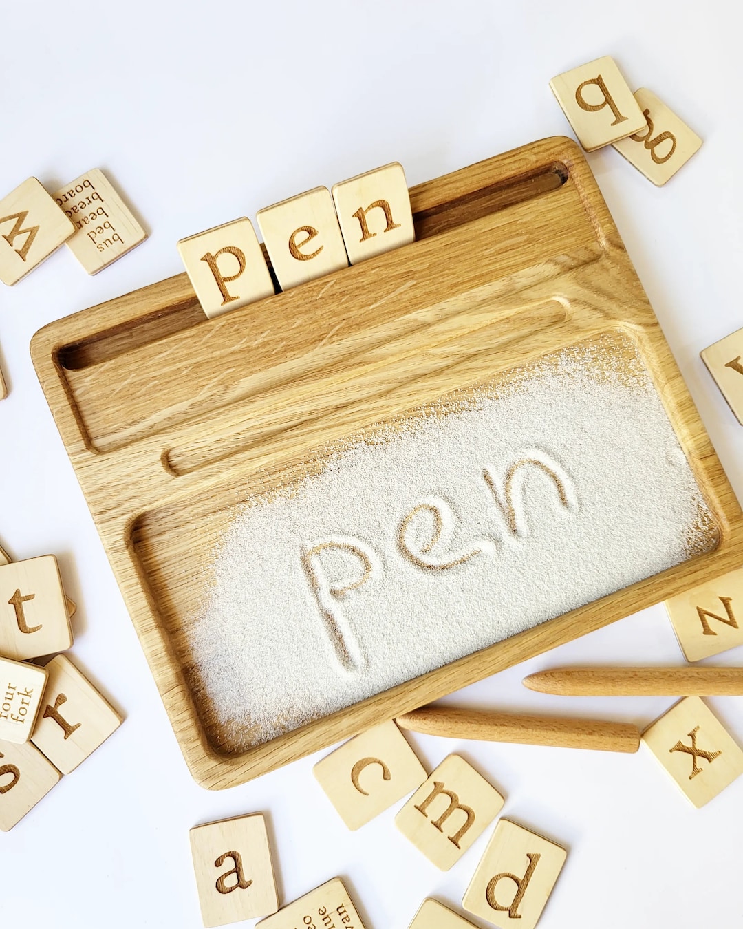 Montessori Sand Tray With Letter Cards English Lowercase Letters ...