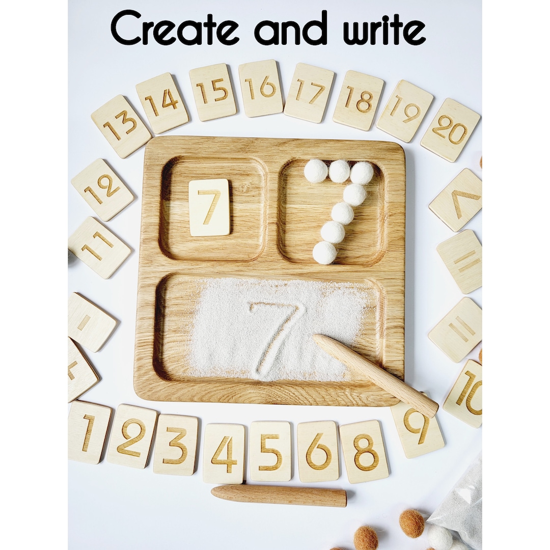 Montessori Sorting Tray Number Letters Cards Color Sorting Composition ...