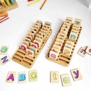 Montessori Colored English Cards With Holder Lowercase Uppercase ...